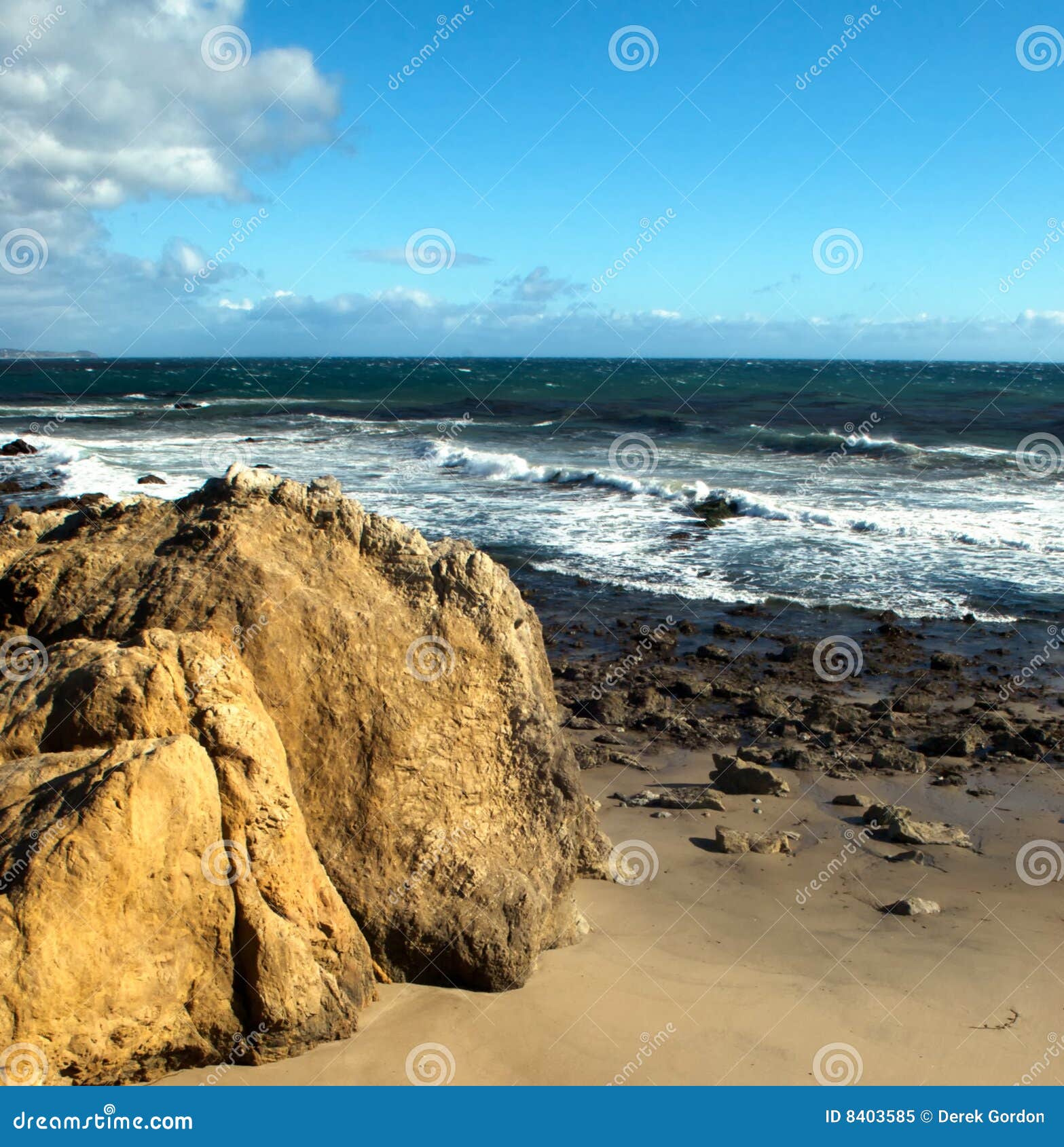Large Rock Formation on California Beach Stock Image - Image of summer ...