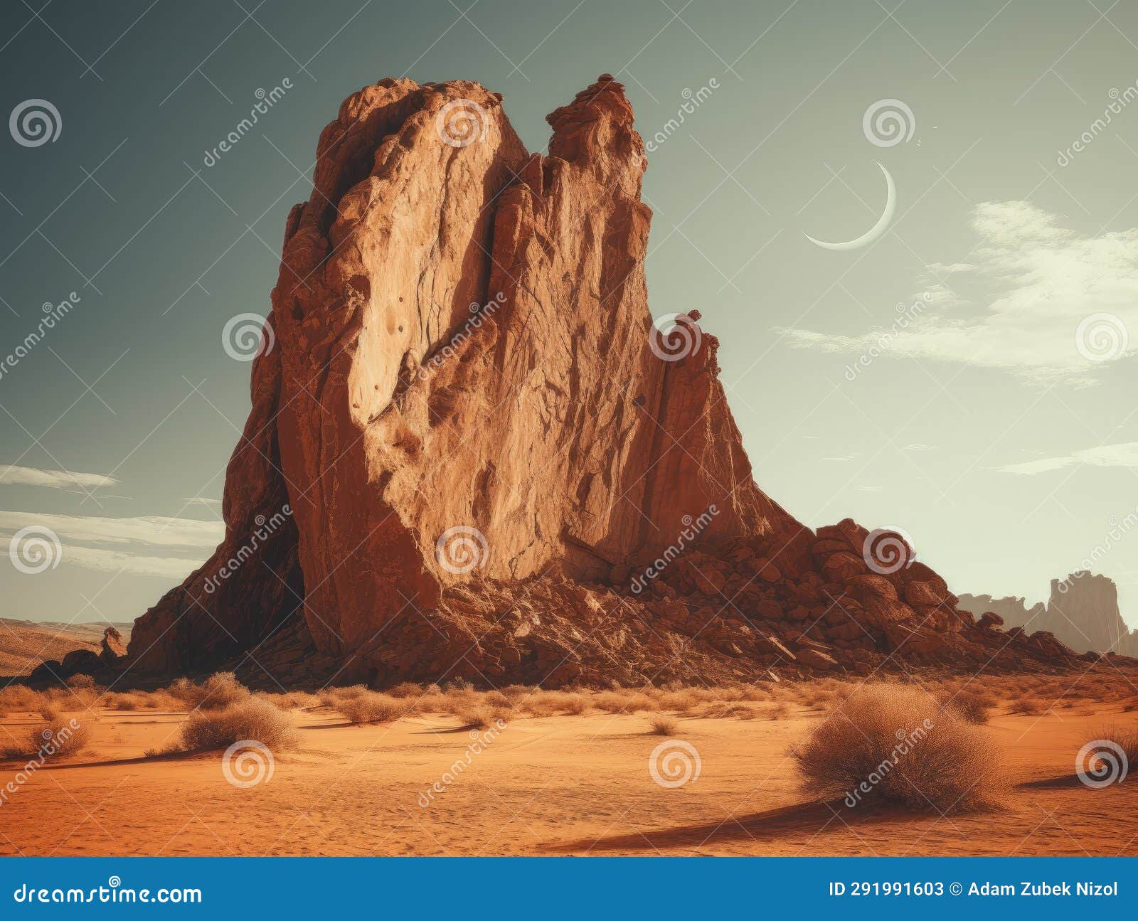 A Large Rock Formation in the Desert Stock Illustration - Illustration ...