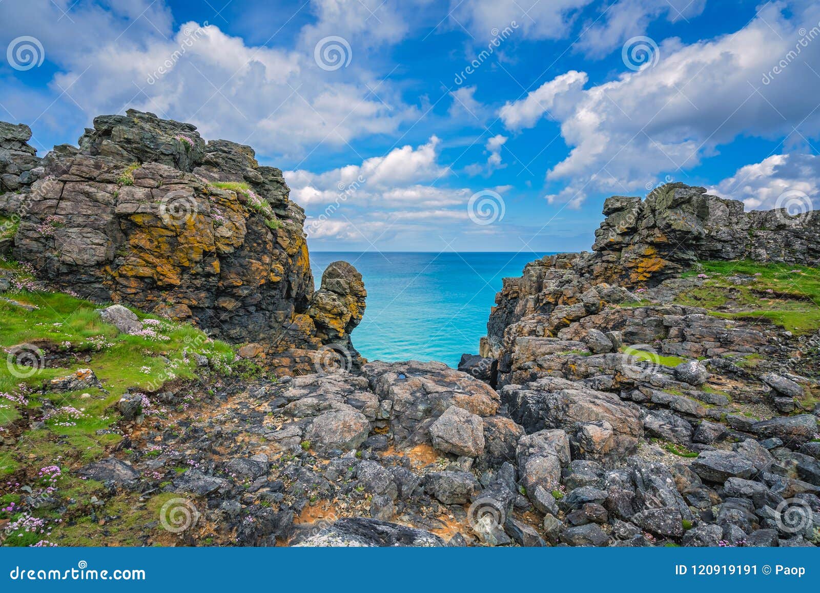 Large Rock Formations on the Cornish Coast Stock Image - Image of ...