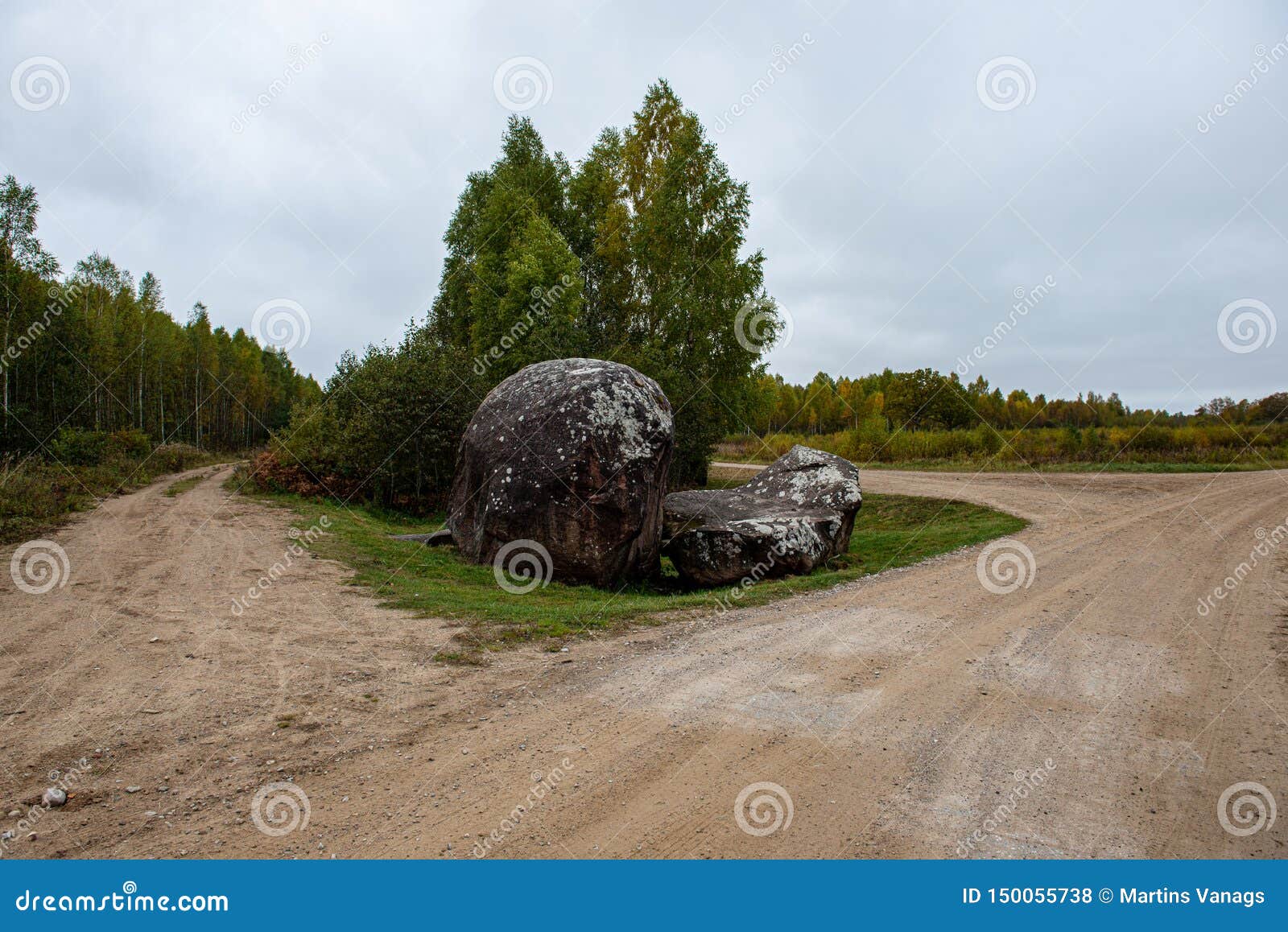 Large Rock in Sand in Countryside Stock Photo - Image of fall, person ...
