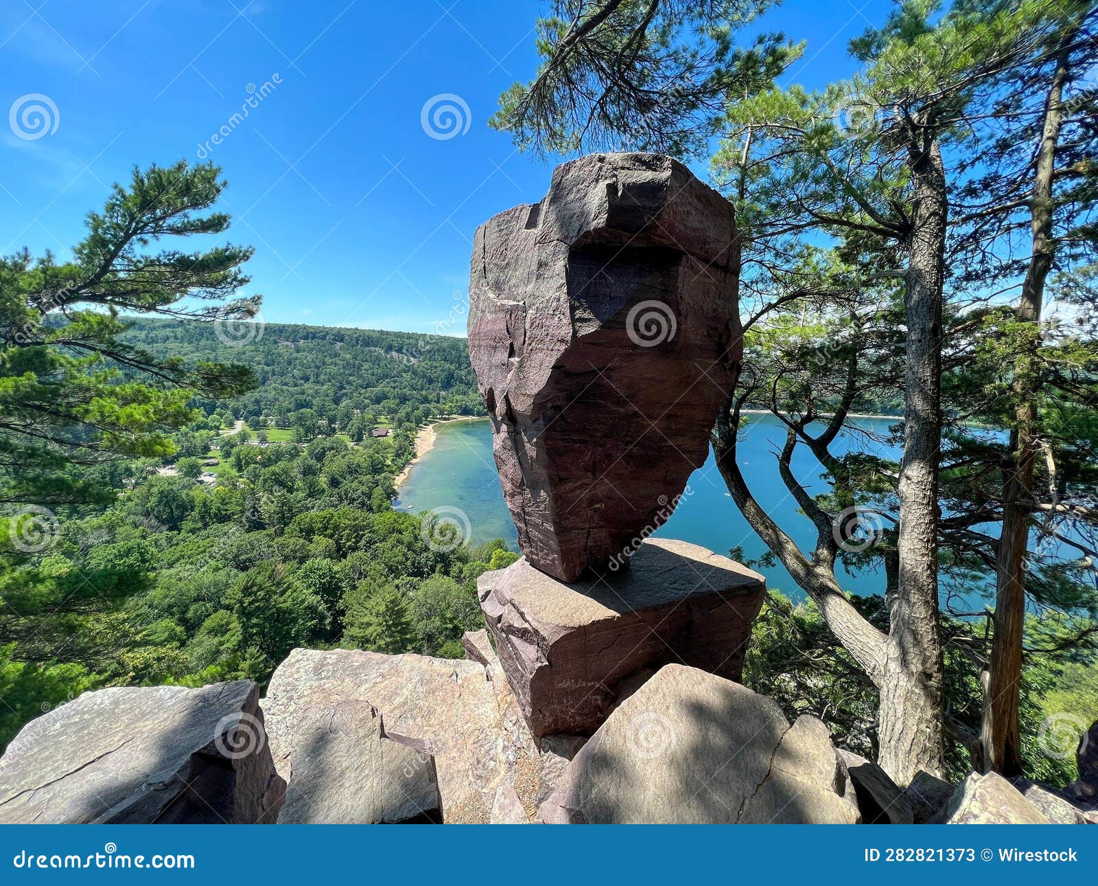 Large Rock Standing Near Devils Lake in Wisconsin Stock Image - Image ...