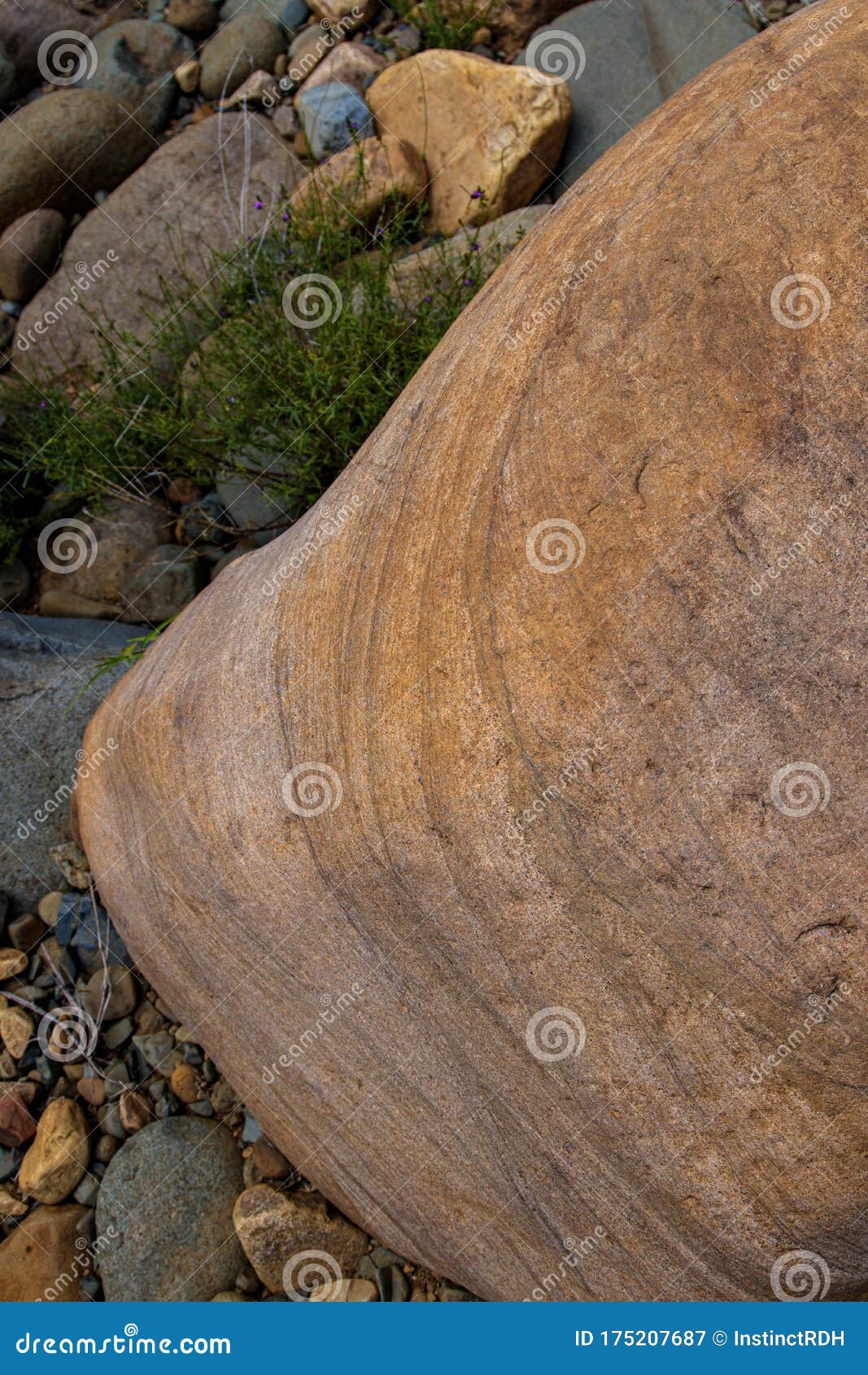 Striations on a Large River Side Rock Stock Image - Image of large ...