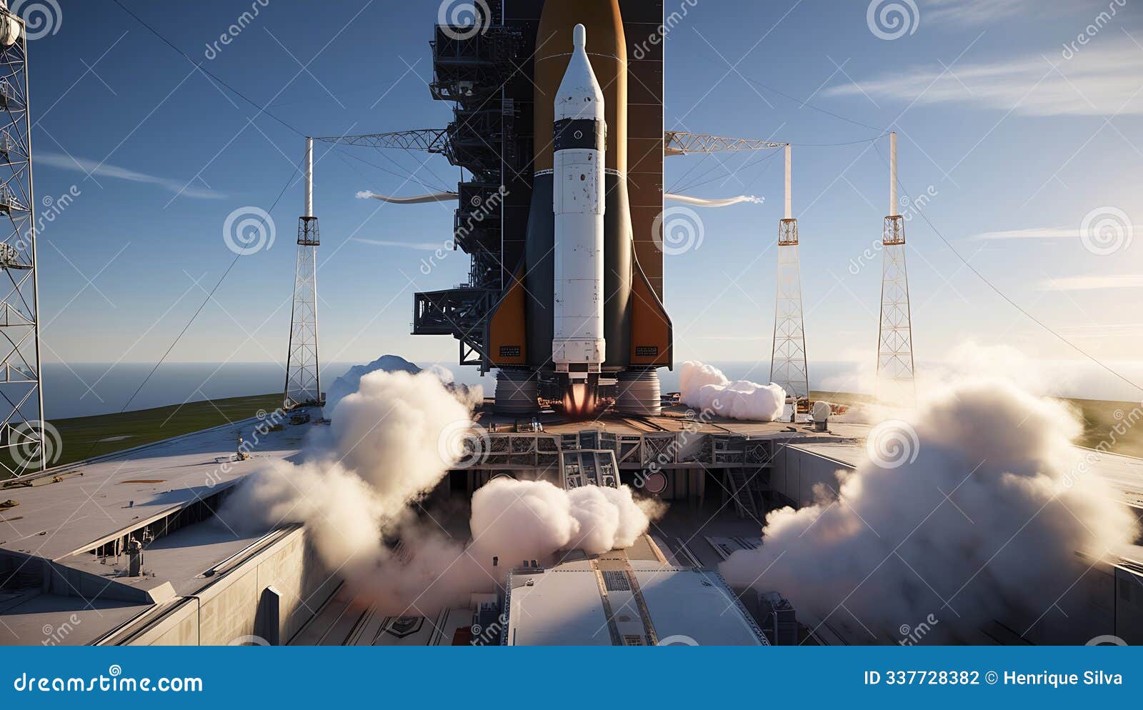 A Large Rocket Preparing To Be Launched into the Air Stock Illustration ...