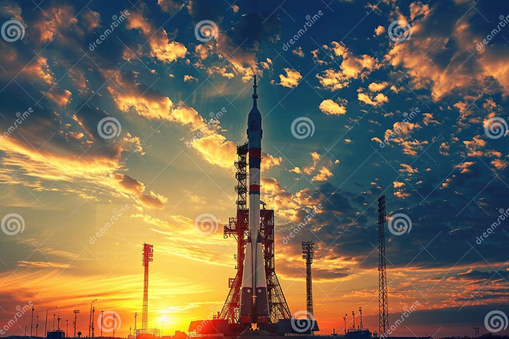 A Large Rocket Sitting on a Runway, Ready for Launch Stock Photo ...