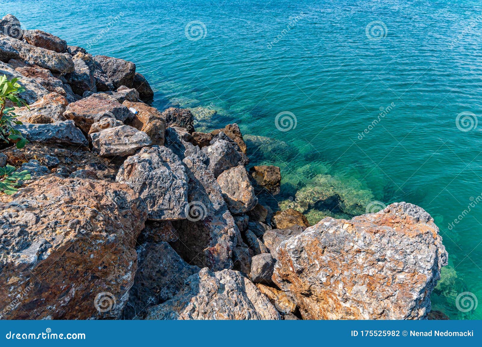Large Rocks Acting As a Sea Defence. Rocky Beach Stock Photo - Image of ...