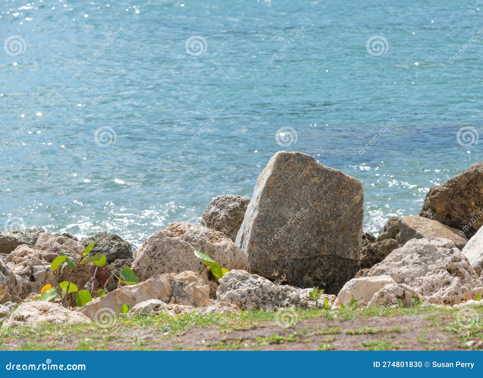 Large Rocks in Miami Beach Florida, Blue Ocean Stock Photo - Image of ...