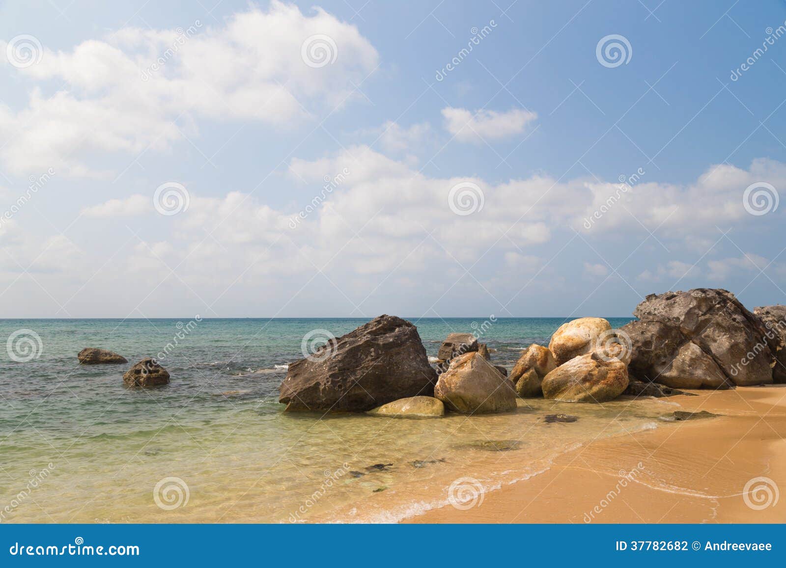 Large Rocks on the Sandy Beach Stock Photo - Image of color, islands ...