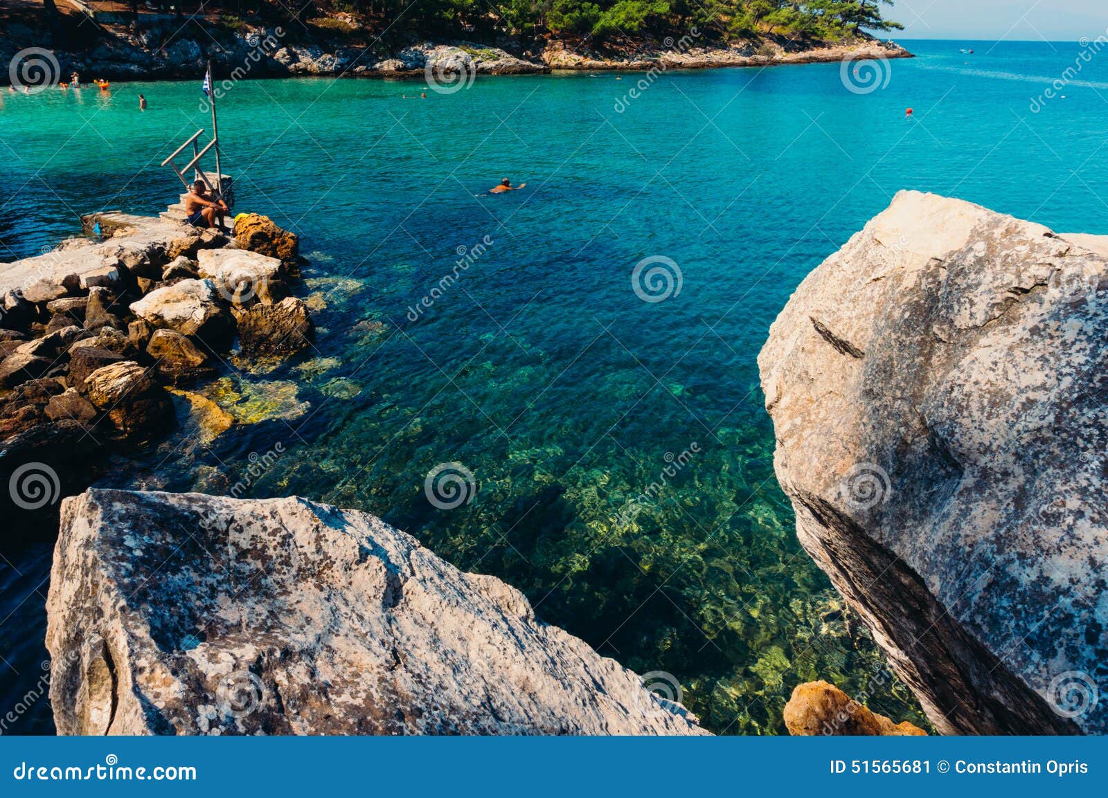 Large Rocks and Turquoise Sea Water Editorial Photo - Image of enjoying ...