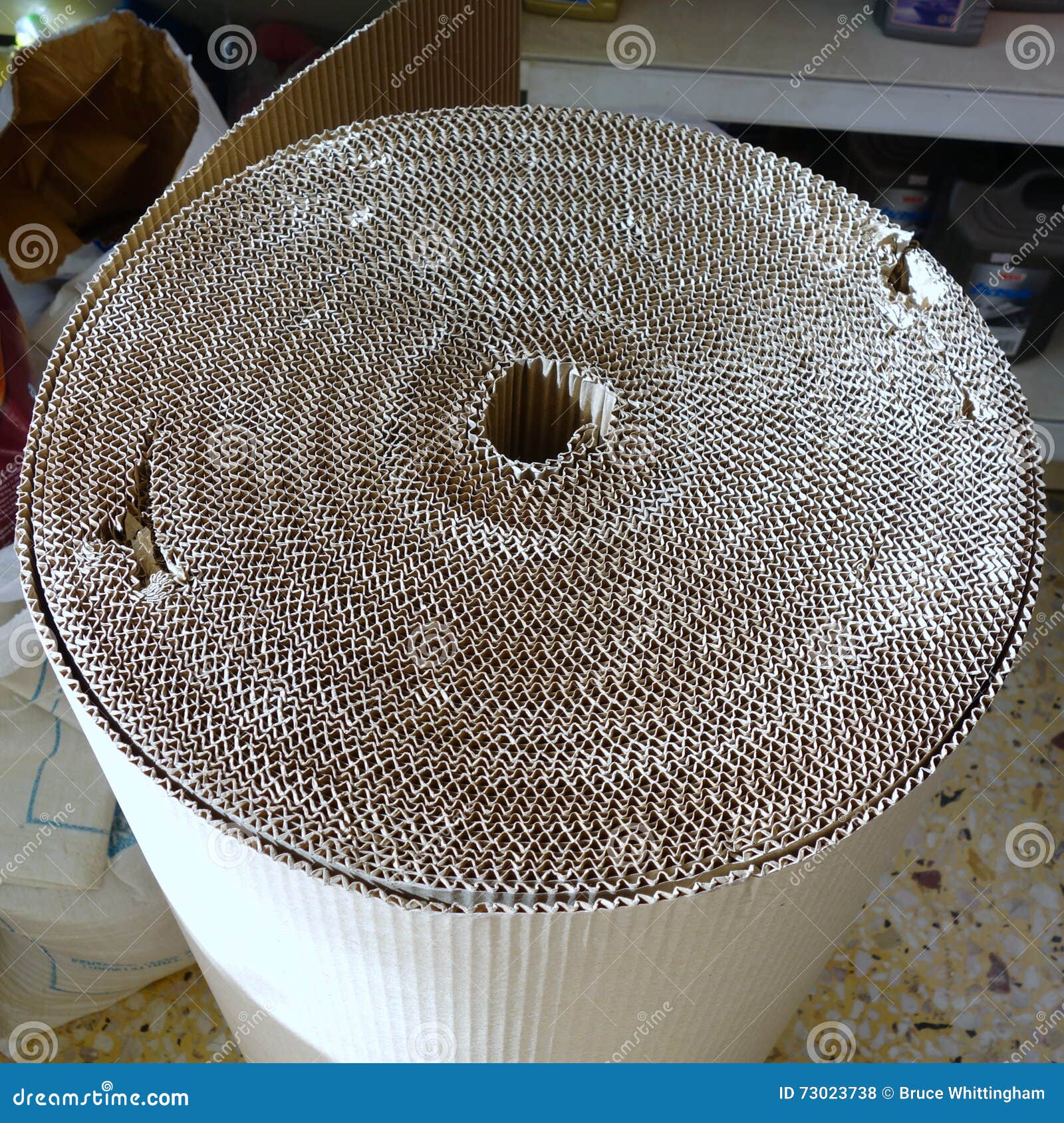 Large Roll of Corrugated Cardboard Stock Photo - Image of protect ...