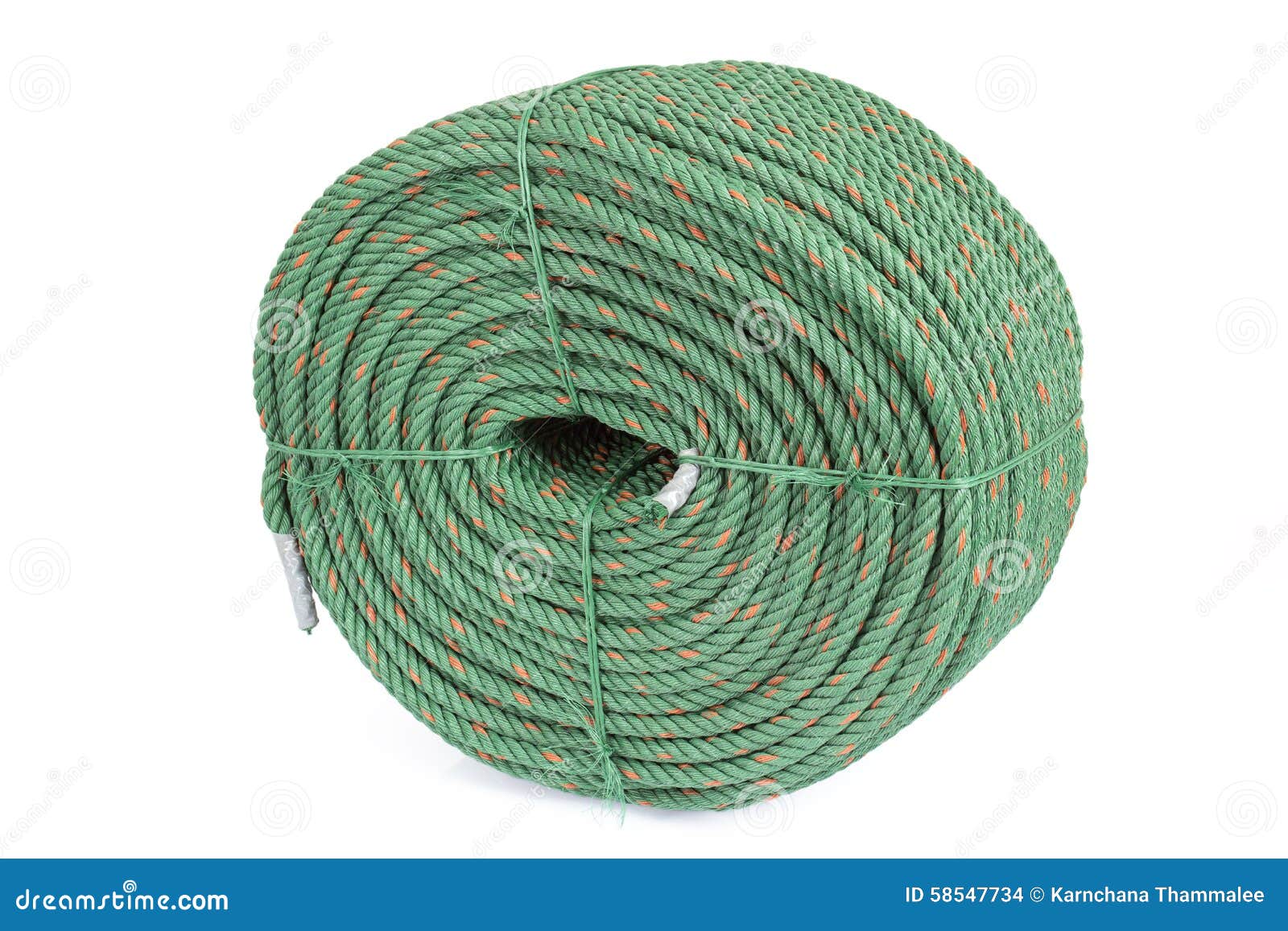 Large Roll of Green Nylon Rope on White Background Stock Photo - Image ...