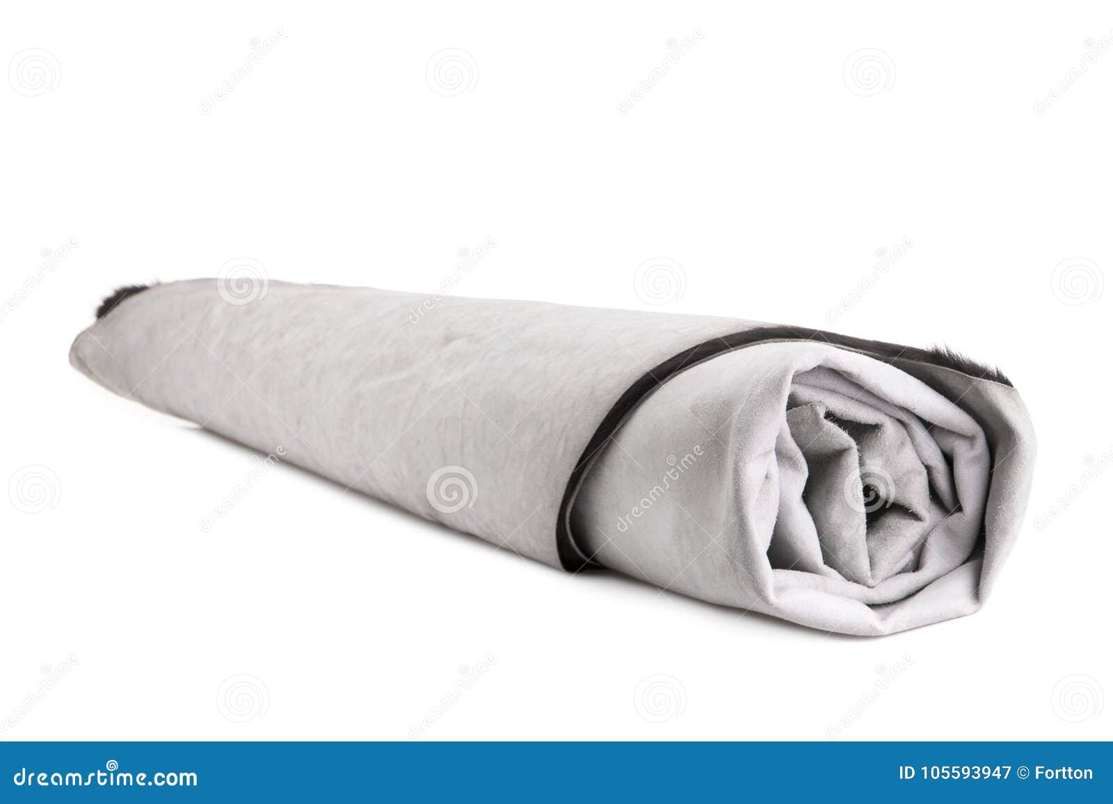 Rolled Leather Roll with Fur on a White Background Stock Image - Image ...