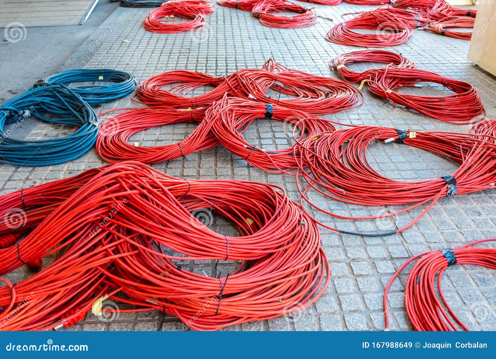 Large Rolls of Data Cables Ready To Connect Television Data Center ...