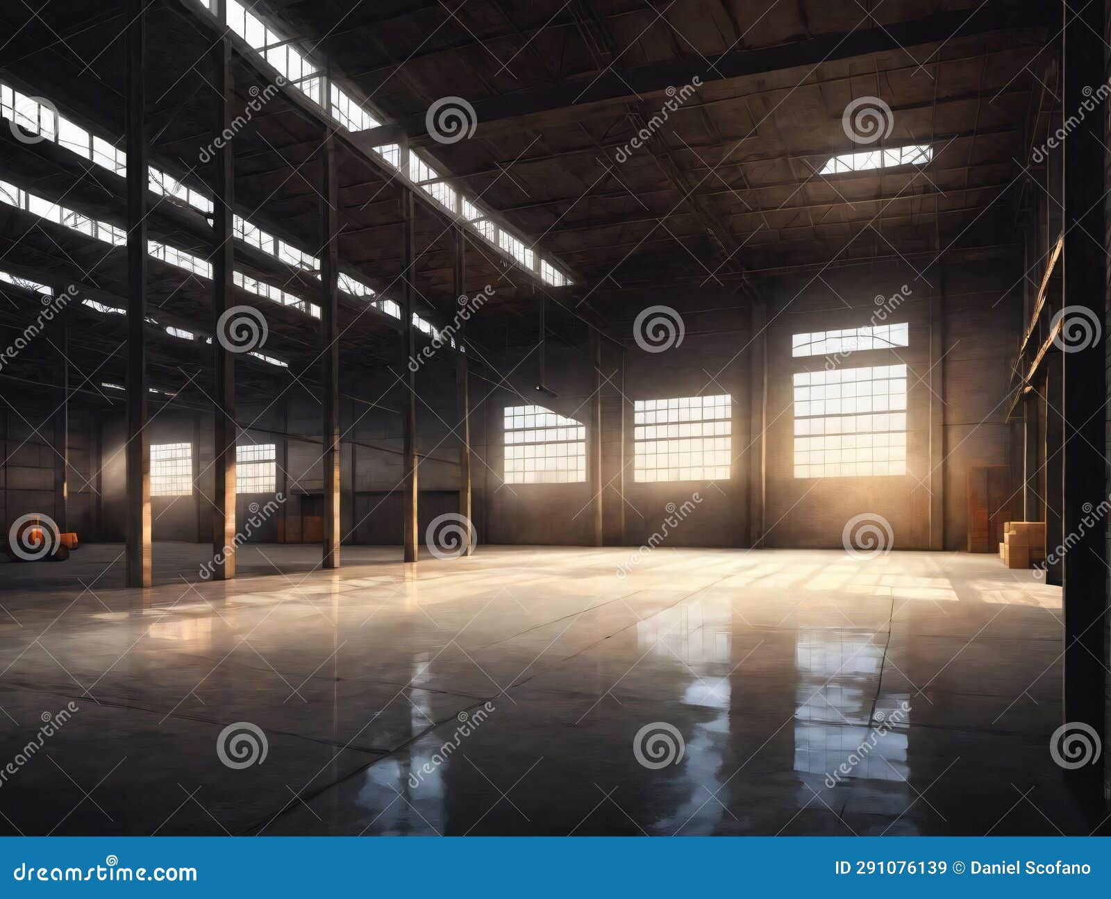 A Large Room with a Lot of Windows. Generative AI Stock Illustration ...