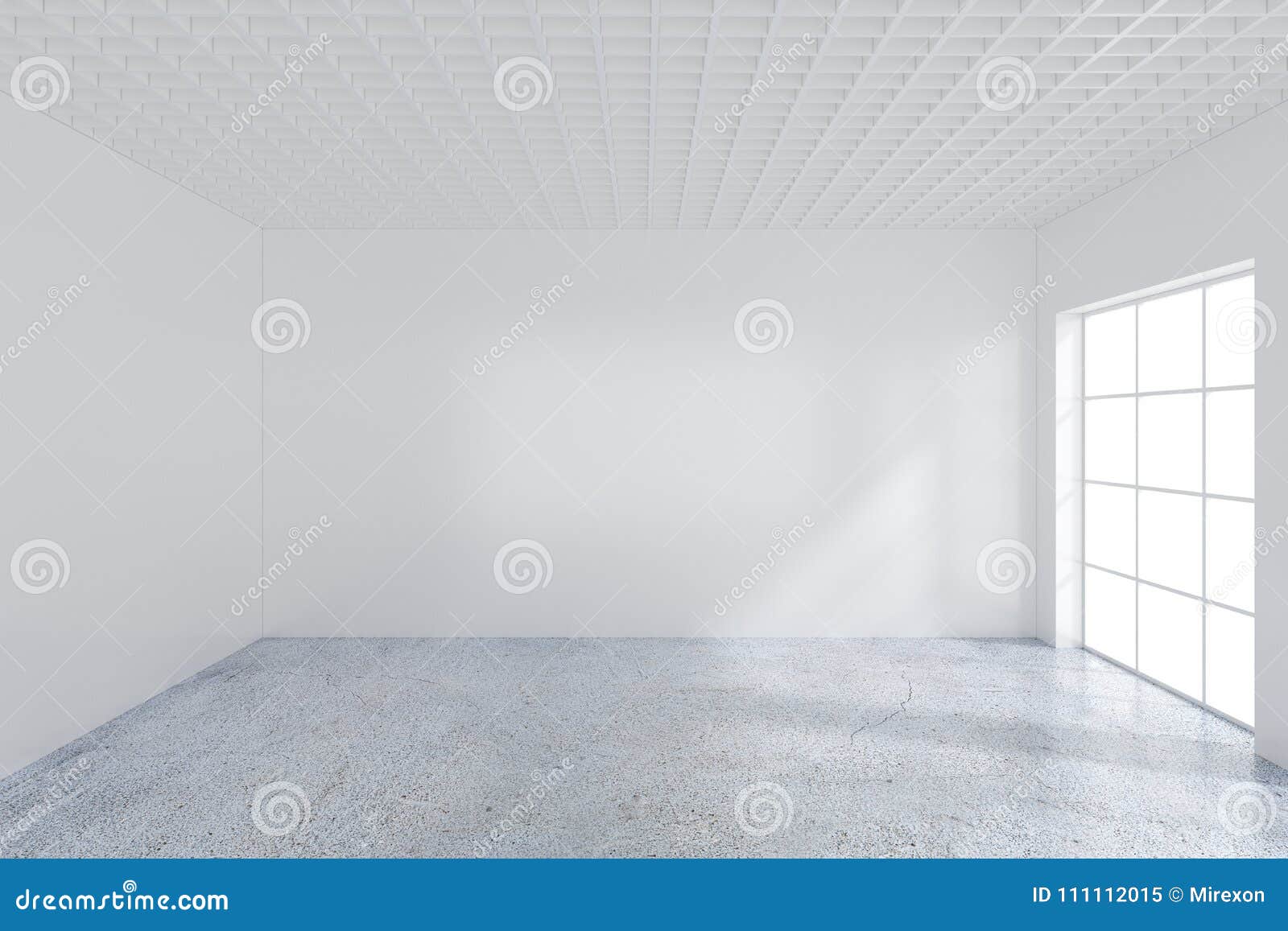 Large Room with Windows and Falling Light from the Window To the Floor ...