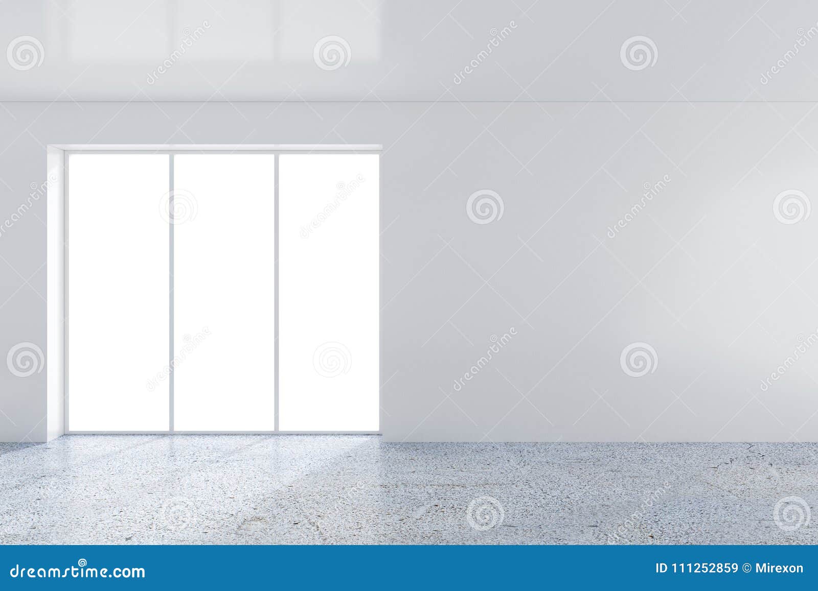 Large Room with Windows and Falling Light from the Window To the Floor ...