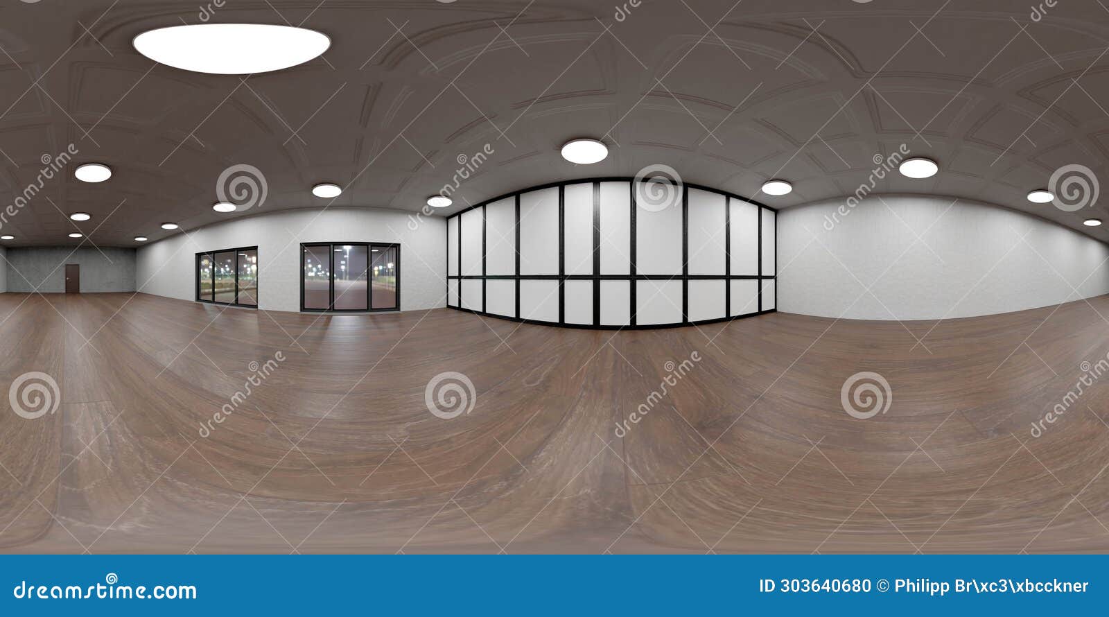 A Spacious Room with Wood Flooring and Ample Natural Light 360 Panorama ...
