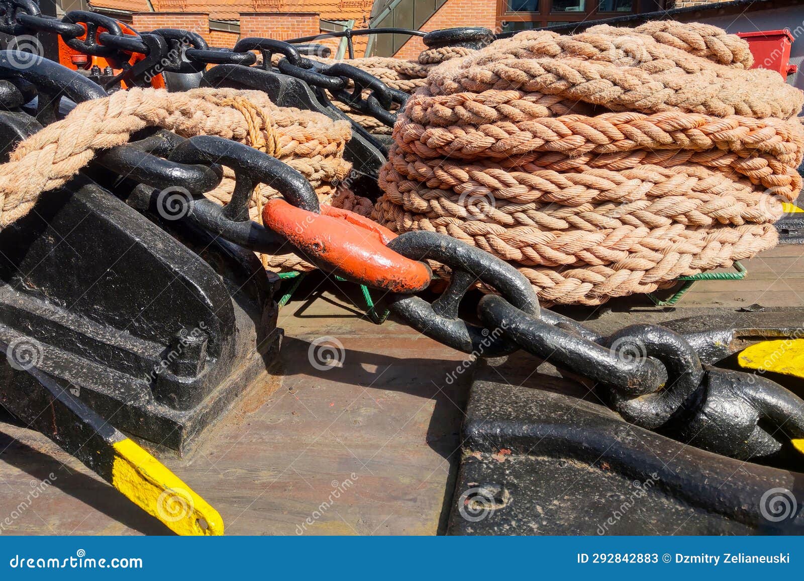 Large Rope Ropes for Ships on the Wharf. Stock Image - Image of vessel ...