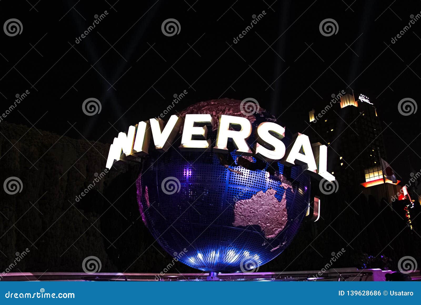 The Large Rotating Universal Logo Globe. Editorial Photo - Image of ...