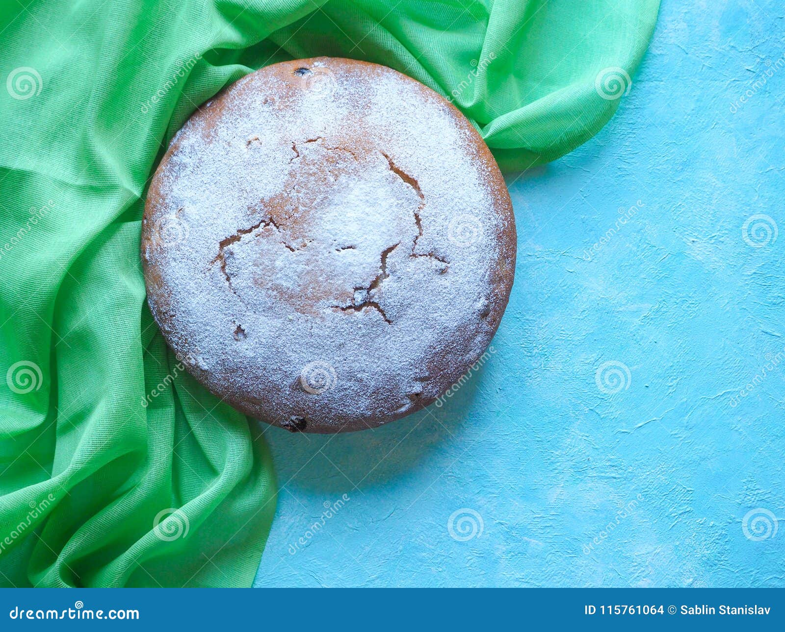 Large Round Baked Muffin with Nuts and Raisins. the View from the Top ...