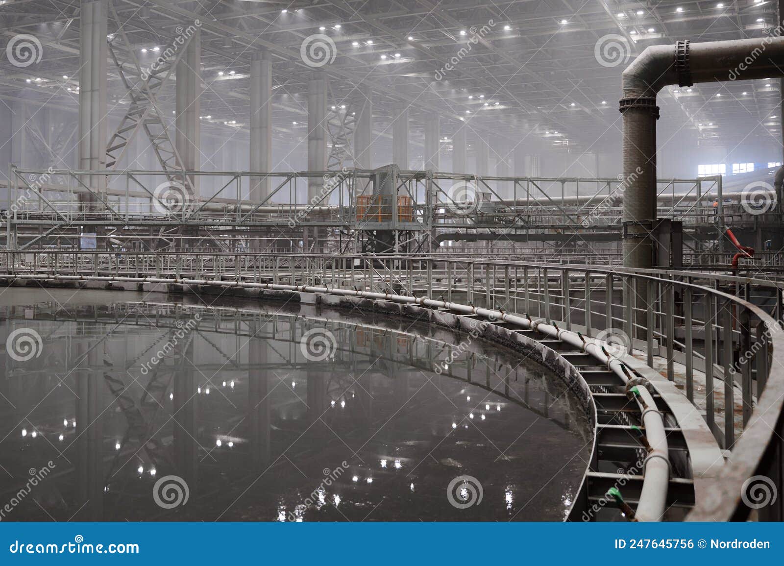 Large Round Floatation Machine Tank Full of Liquid at Plant Stock Photo ...
