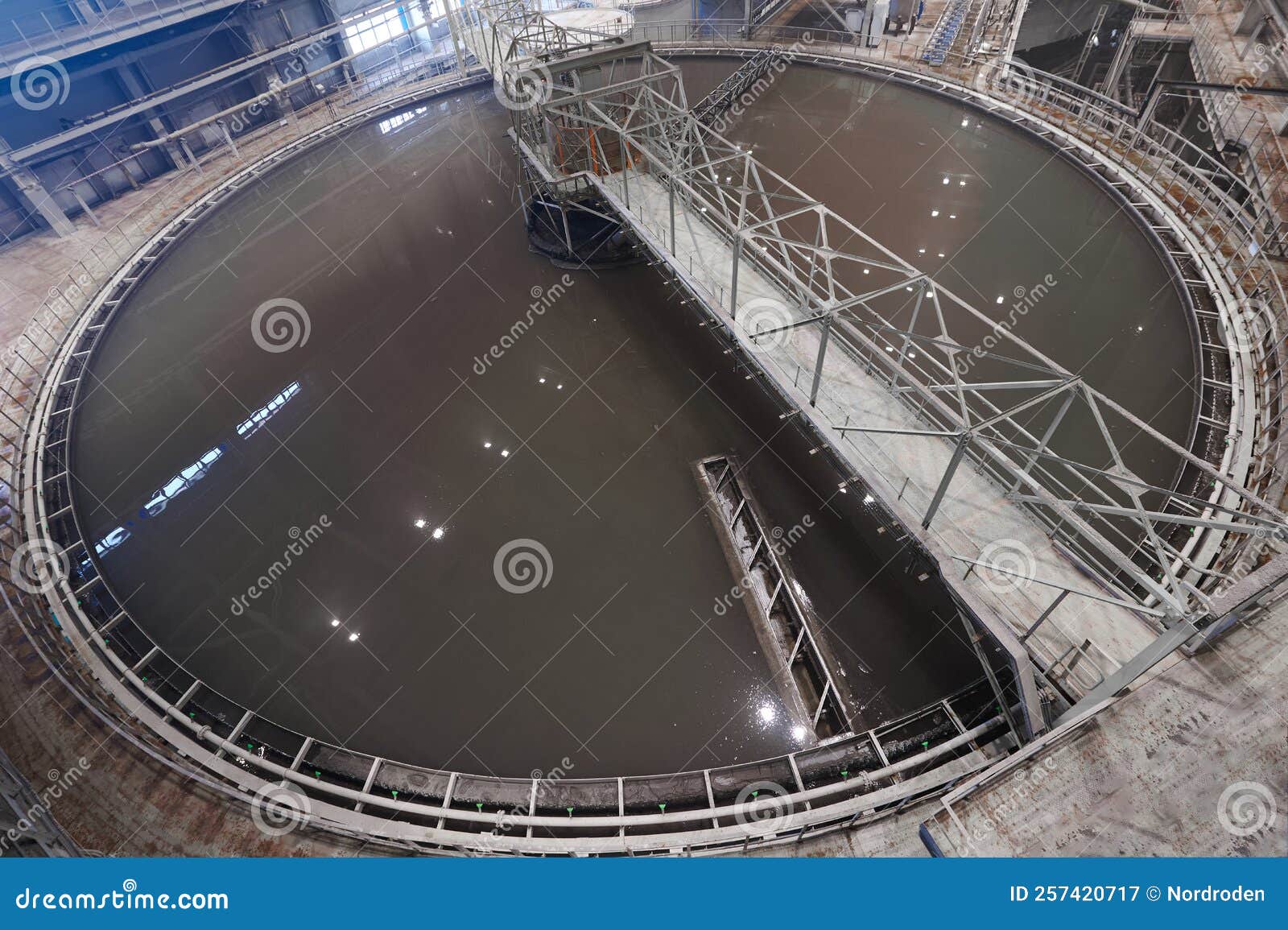 Large Round Floatation Machine Tank Full of Liquid at Plant Stock Image ...