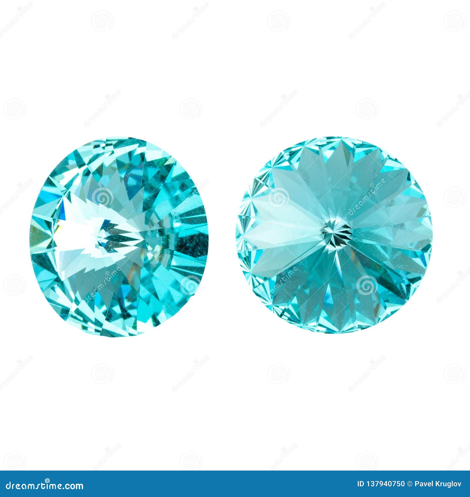 Large Round Green Crystal Rhinestones. Front and Side View Stock Photo ...