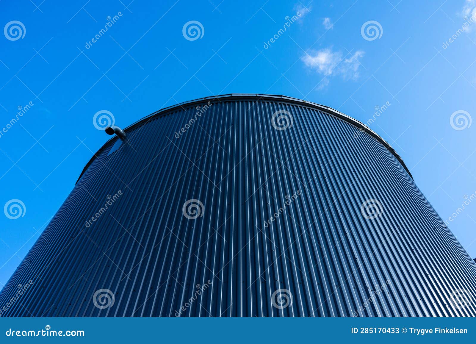 Large Round Grey Tank on Blue Sky.. Stock Image - Image of nature ...