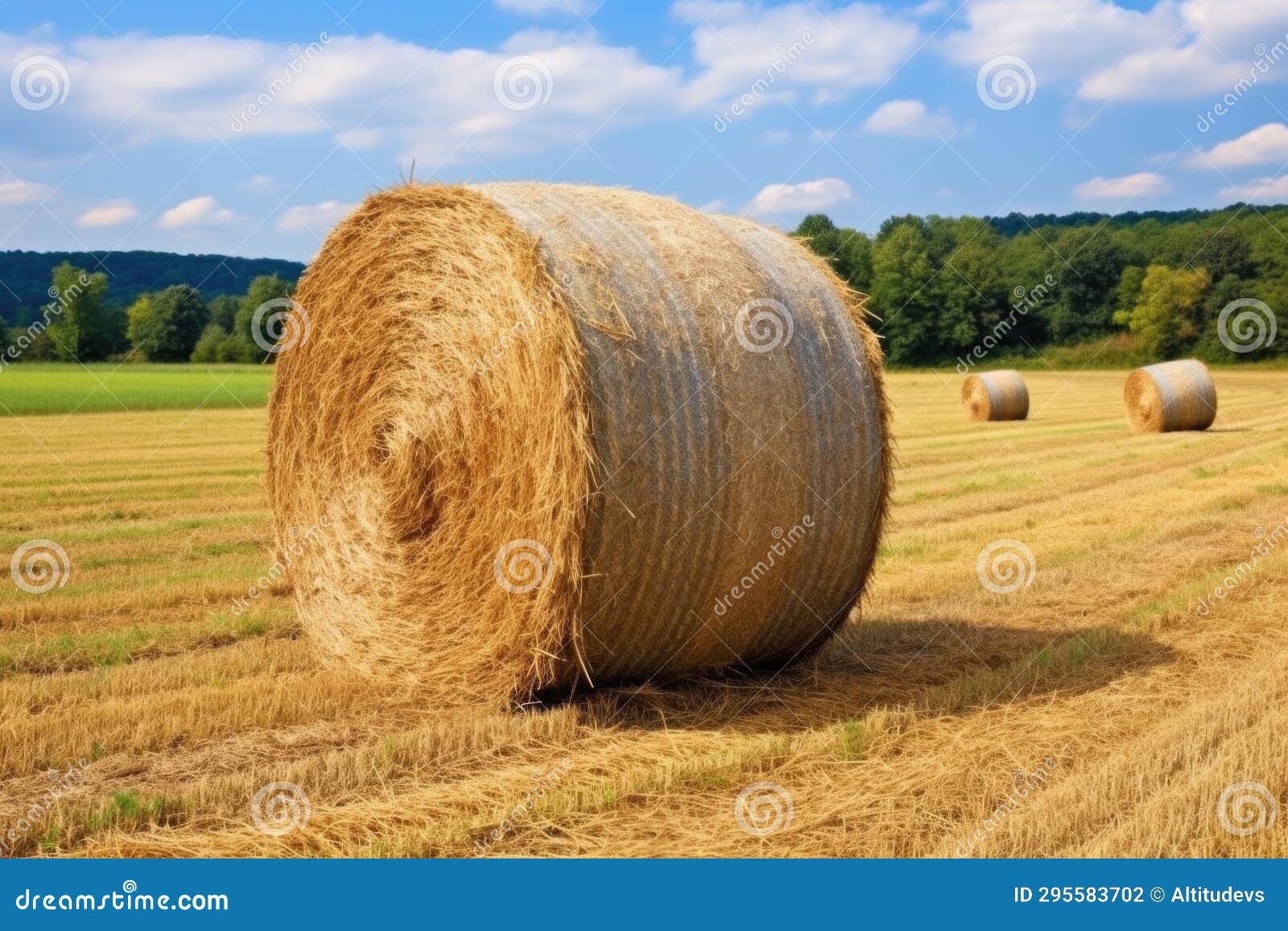 A Large Round Haystack in a Field Stock Illustration - Illustration of ...