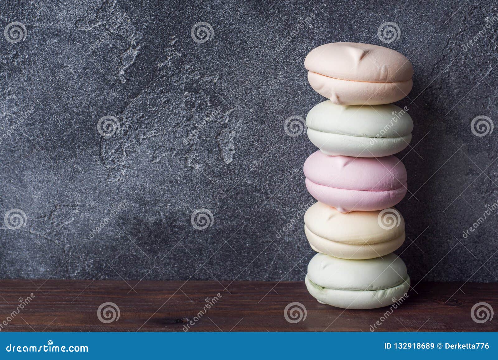 Large Round Marshmallows of Different Colors on the Table with Copy ...