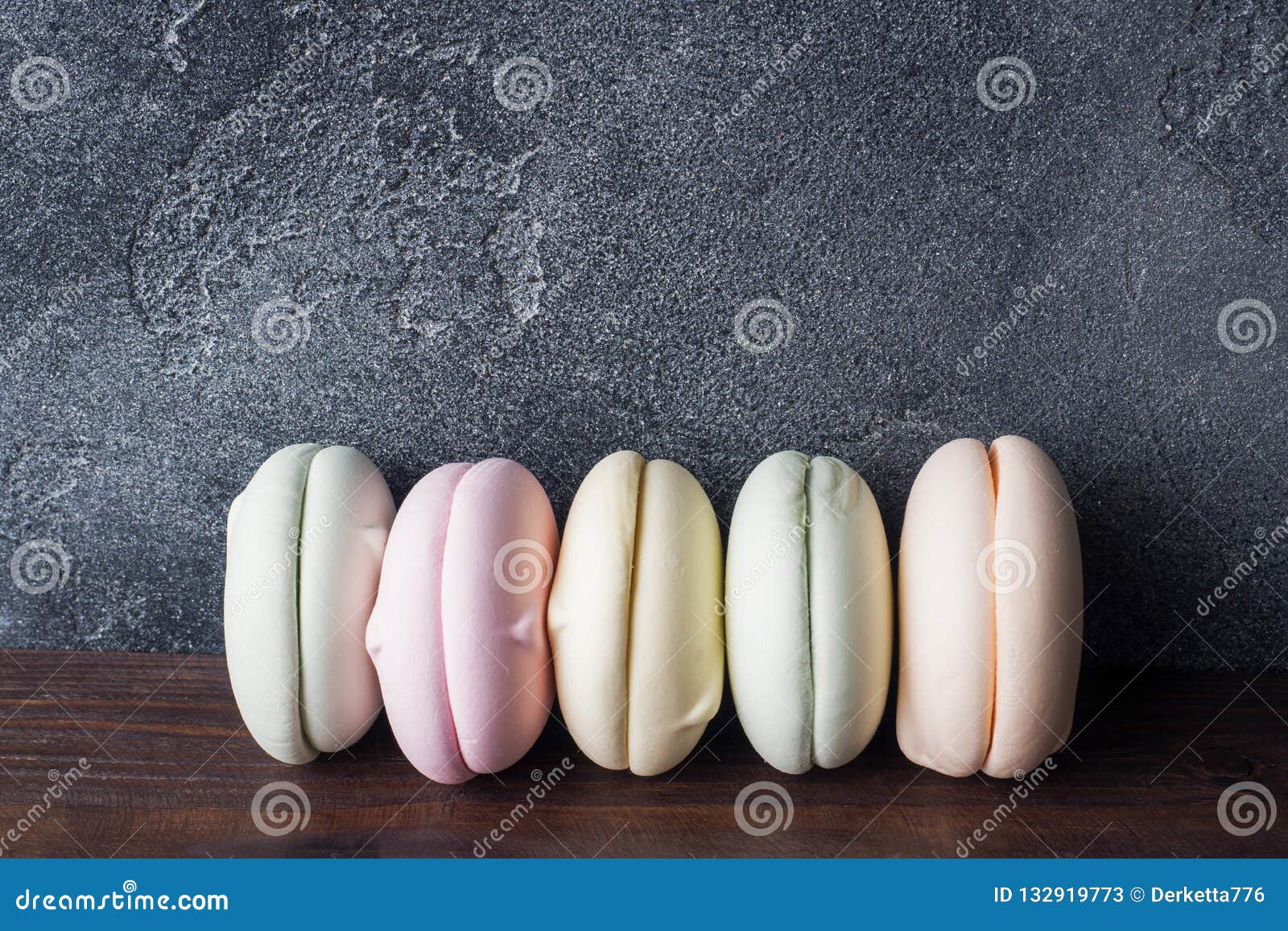 Large Round Marshmallows of Different Colors on the Table with Copy ...