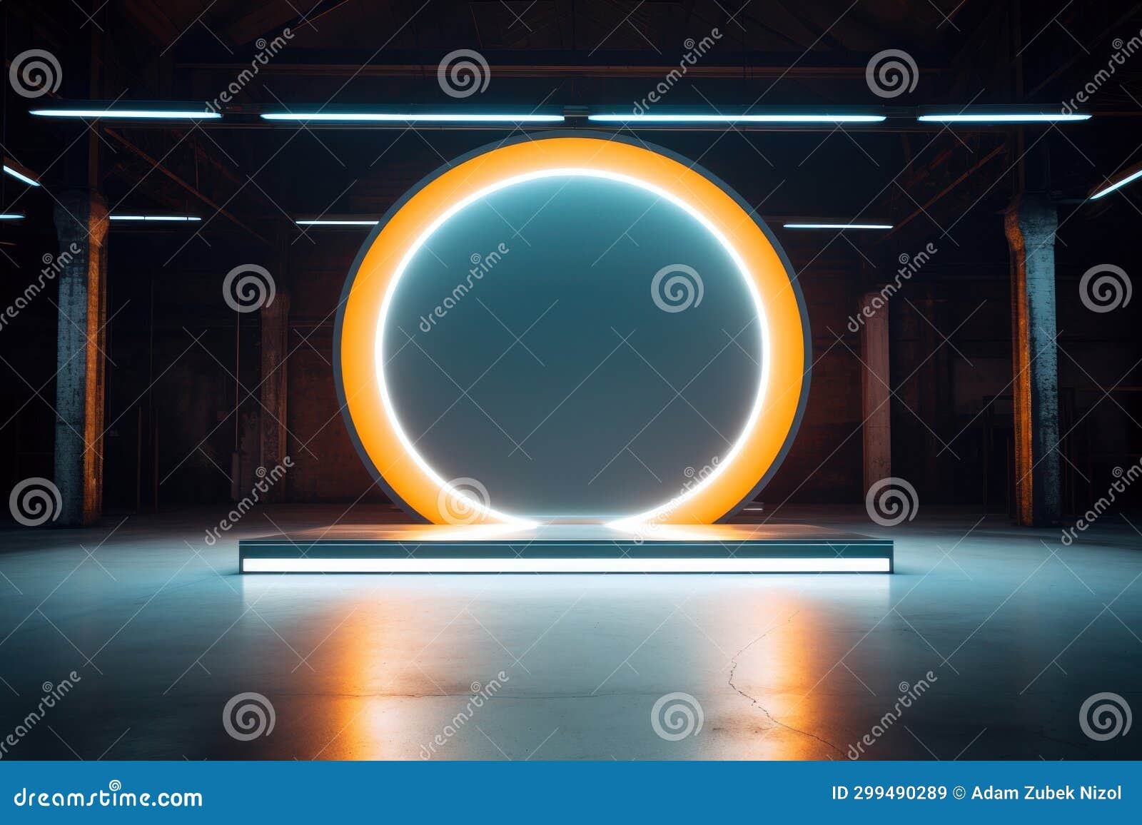 A Large Round Object with a Glowing Light Inside Stock Illustration ...
