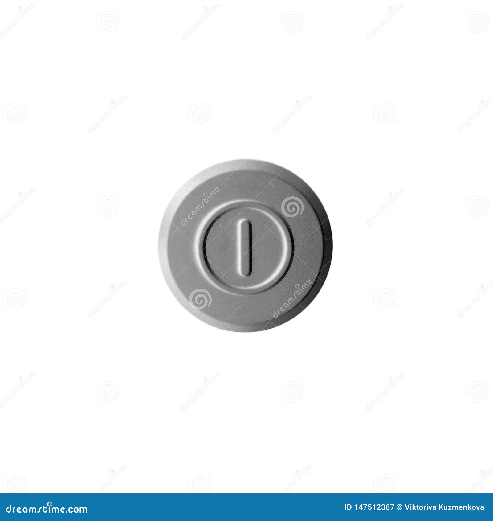 Large Round on/off Button. Close Up. Isolated on White Background Stock ...