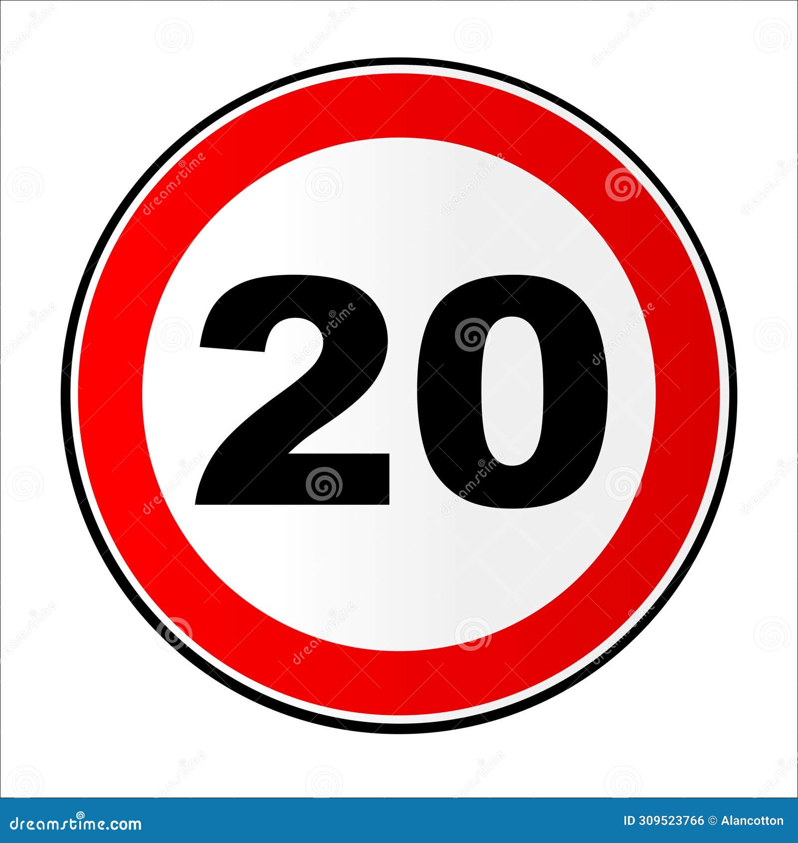 20 MPH Limit Traffic Sign stock vector. Illustration of police - 309523766