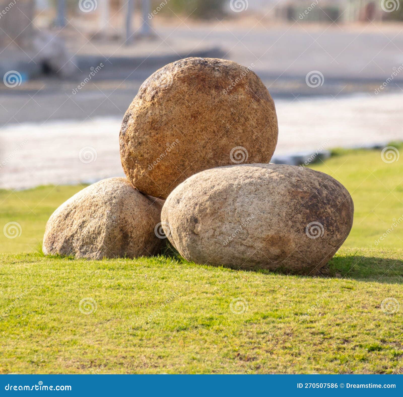 Large Round Stones on the Lawn Stock Photo - Image of geology, park ...