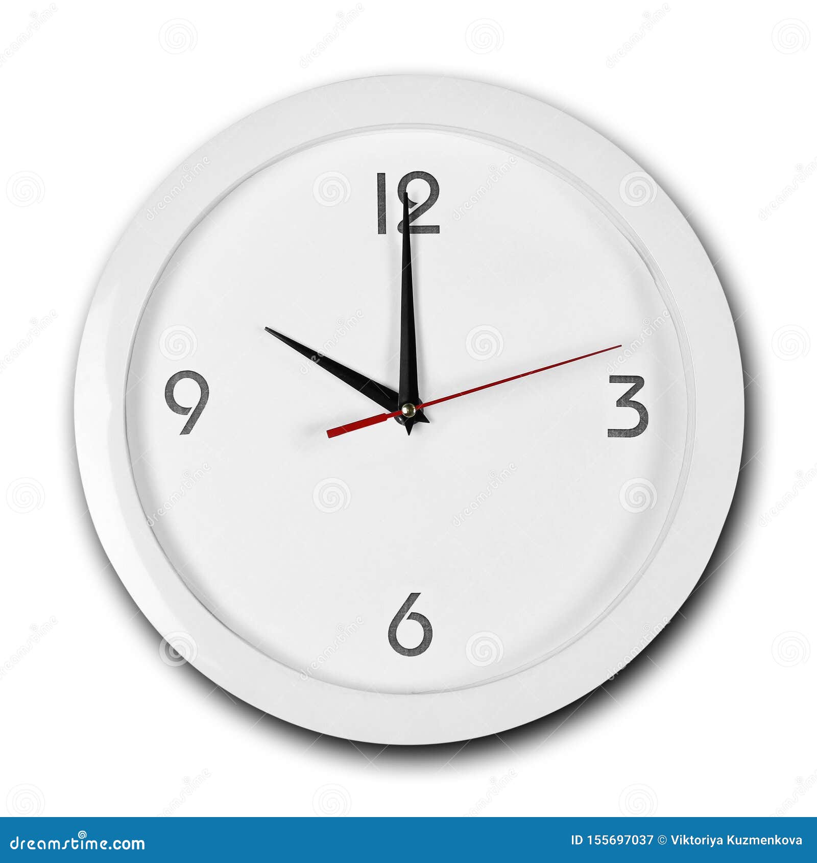 Large Round White Wall Clock with White Frame. the Hands Point To 10 O ...