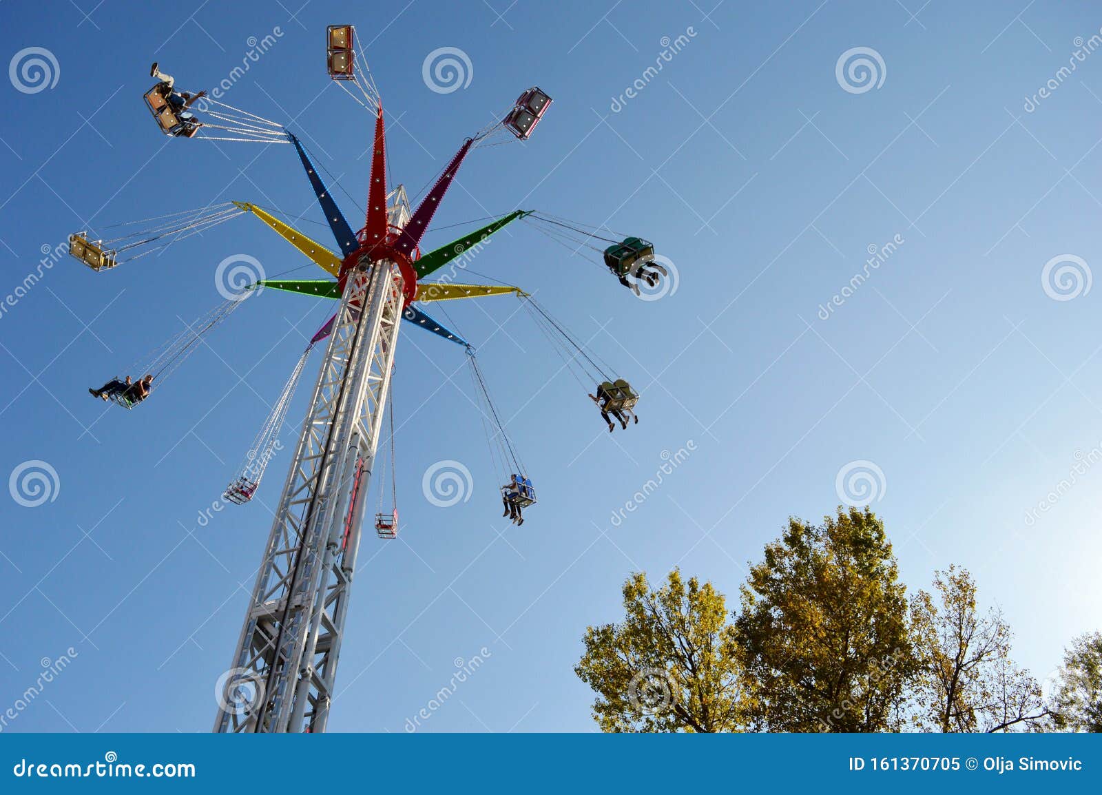 Large Roundabout at the Fair Stock Image - Image of tree, carousel ...