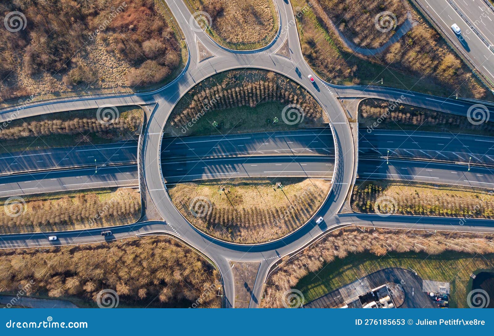 Large Road Roundabout with Multiple Intersections. Drone View of the ...