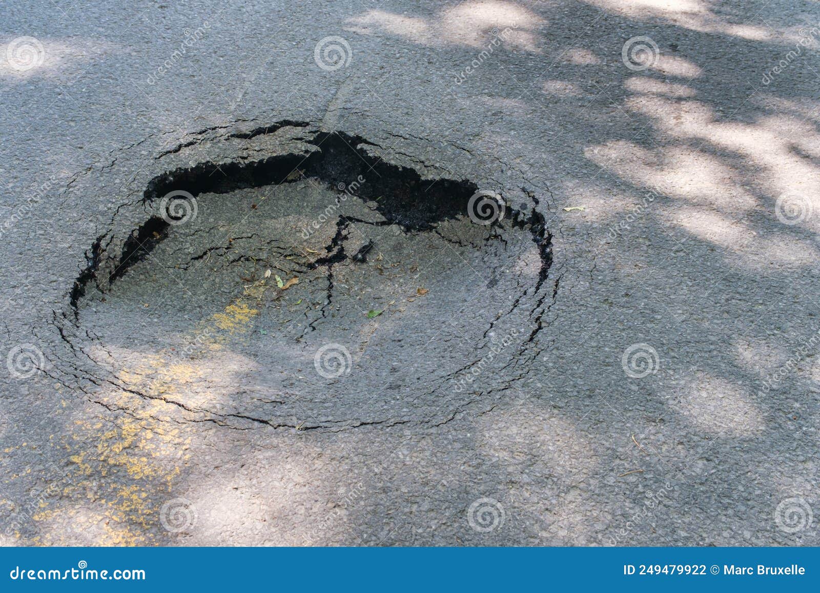 Large Rounded Pothole in Montreal Stock Photo - Image of damaged ...