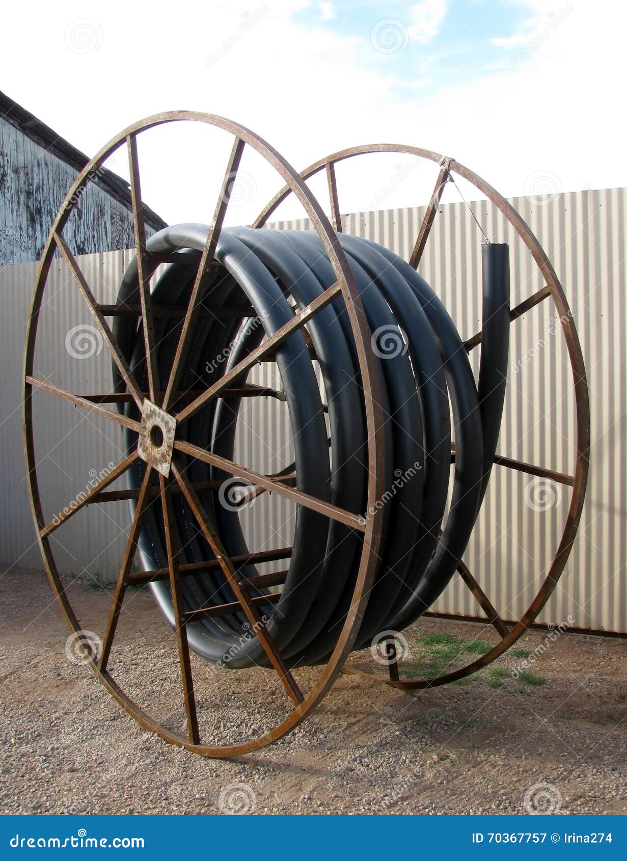Large rubber hose reel stock image. Image of loop, equipment - 70367757