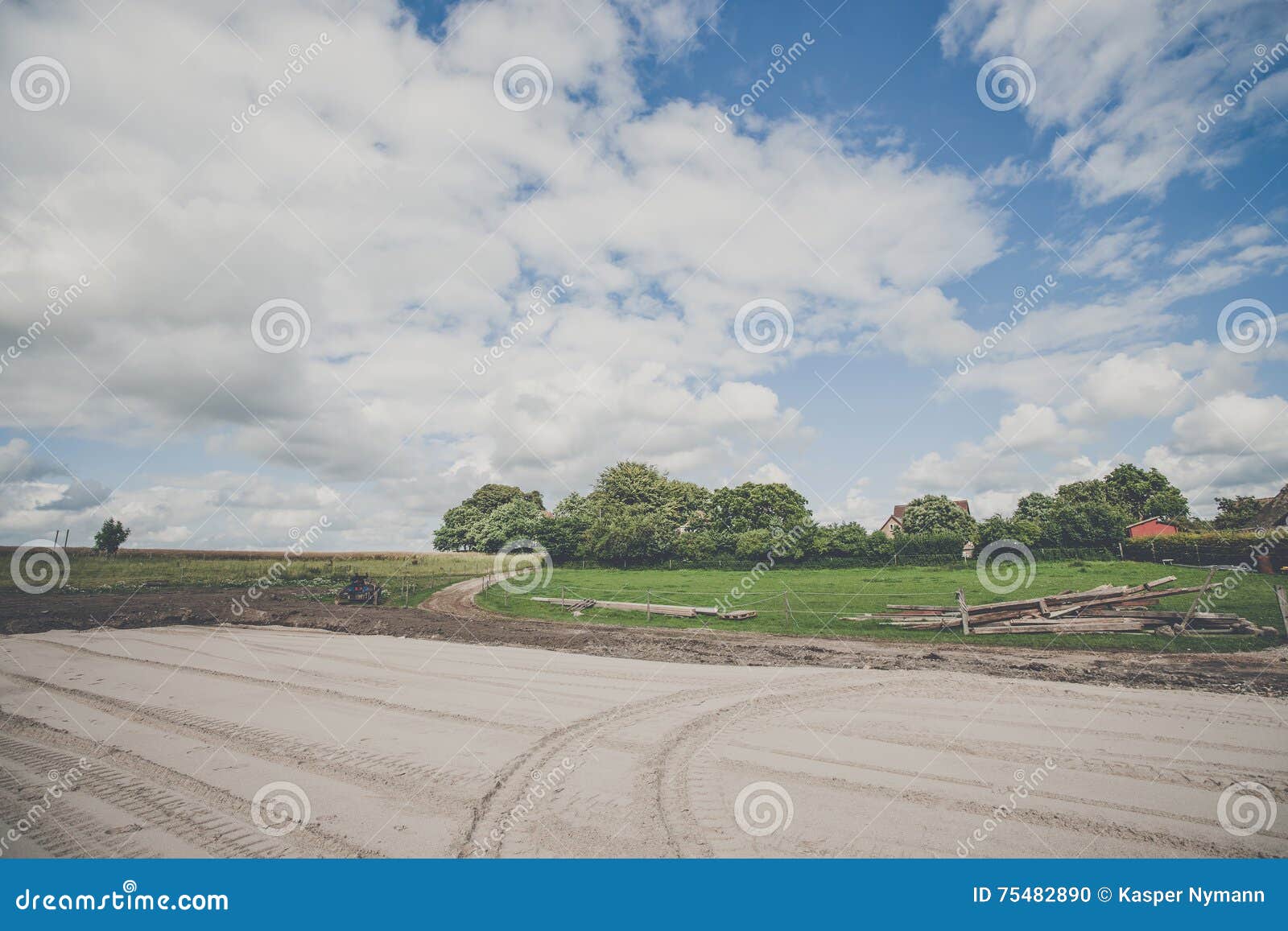 Large Rural Yard with Tracks in Sand Stock Photo - Image of land ...