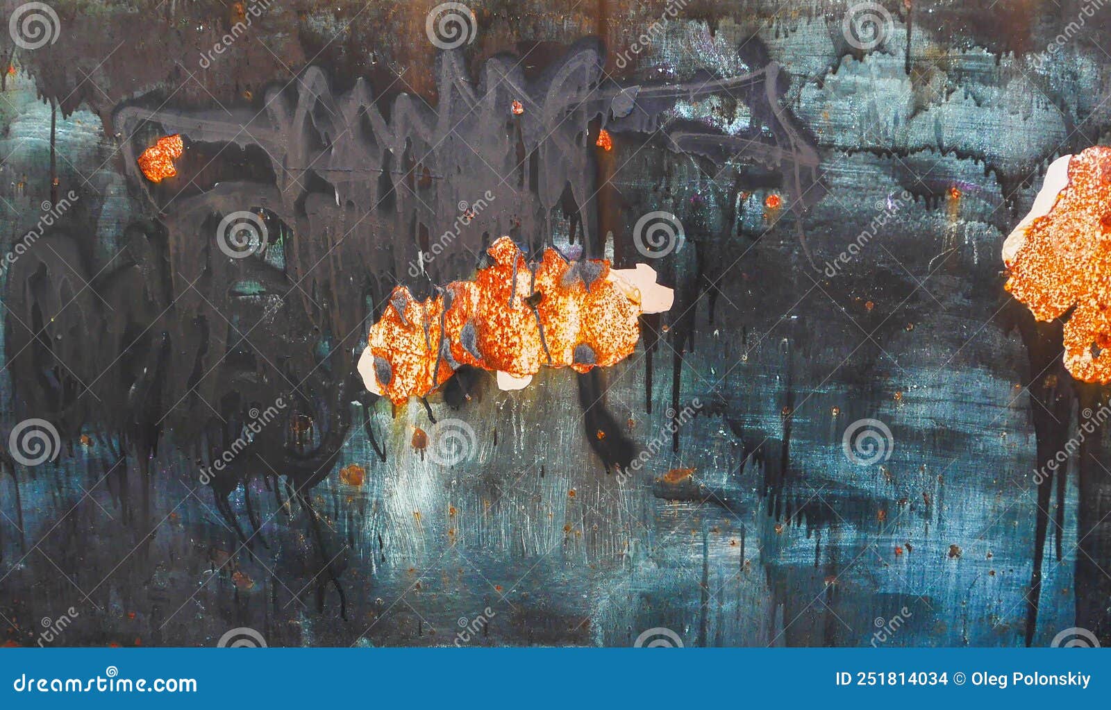 Large Rust Stain on the Surface of Old Worn Paint. Stock Photo - Image ...
