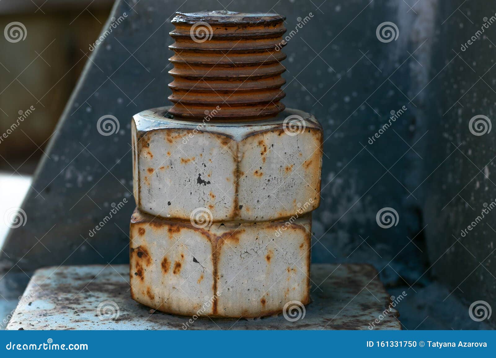 A Large Rusted Bolt with Screw. Part of a Huge Metal Construction ...