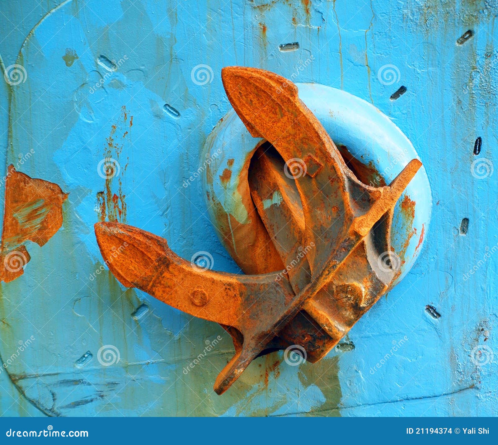 Large Rusty Anchor stock photo. Image of iron, ship, blue - 21194374