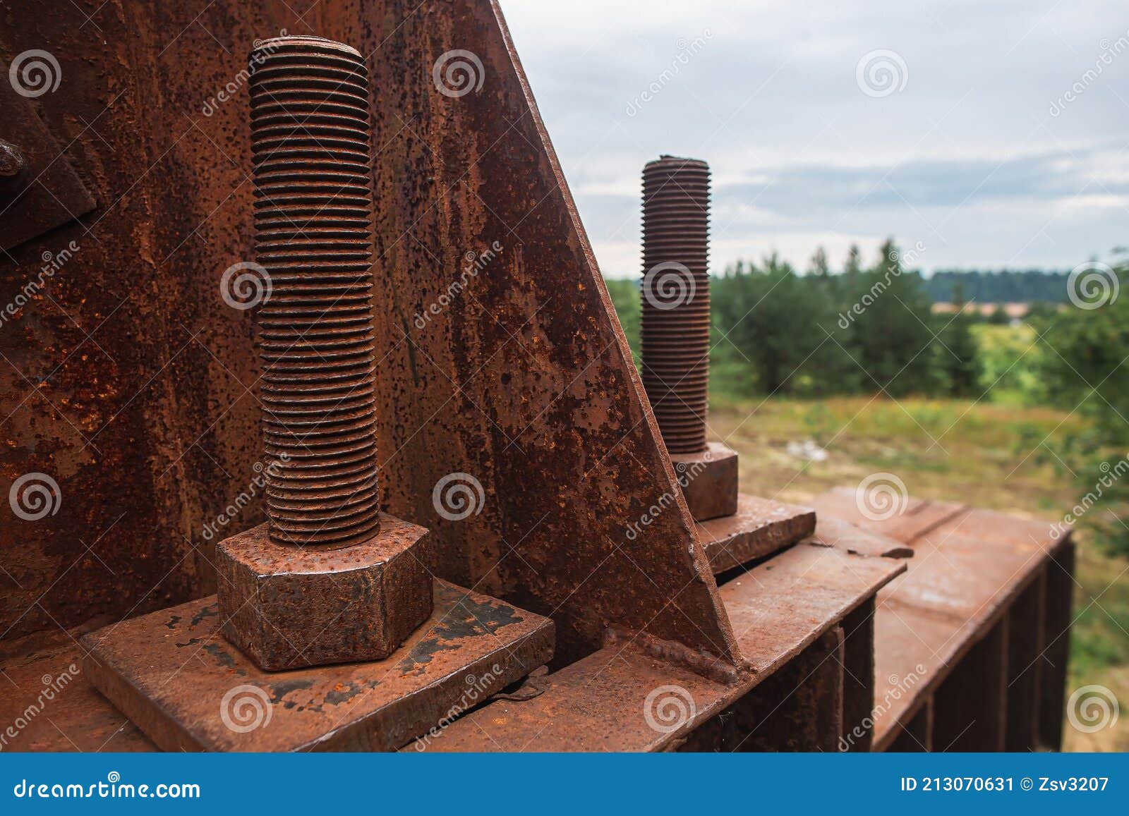 Large Rusty Bolts on a High-voltage Power Line Tower Stock Image ...
