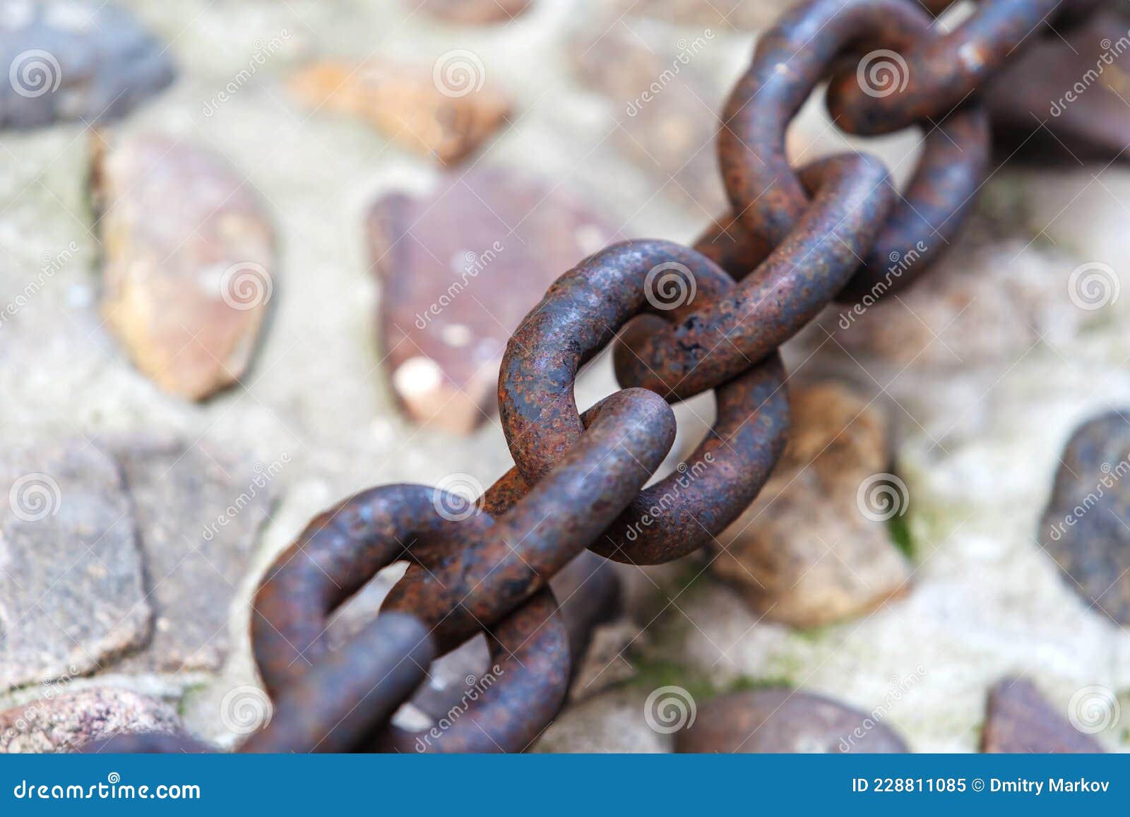 Large Rusty Chain on the Background of the Sidewalk. Close-up Stock ...