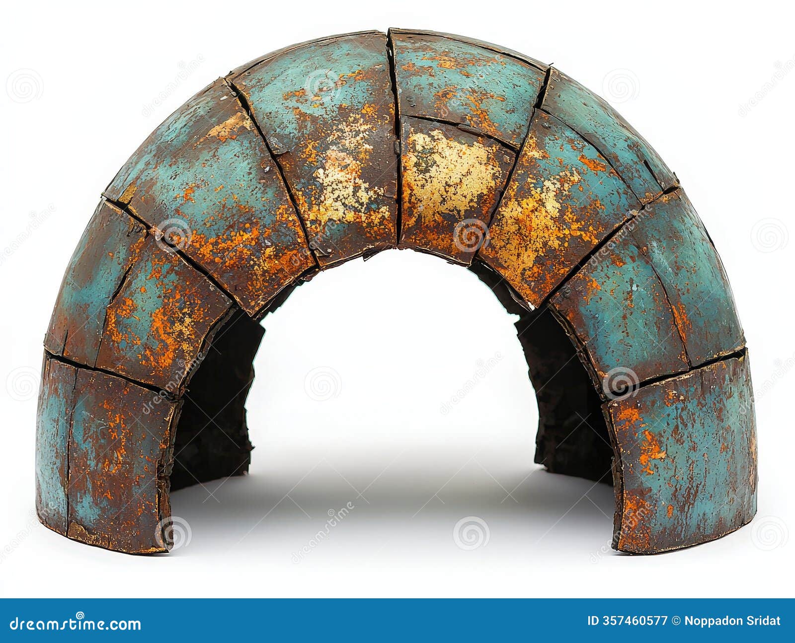 Large Rusty Iron Plated Arch Structure in an Outdoor Environment with ...