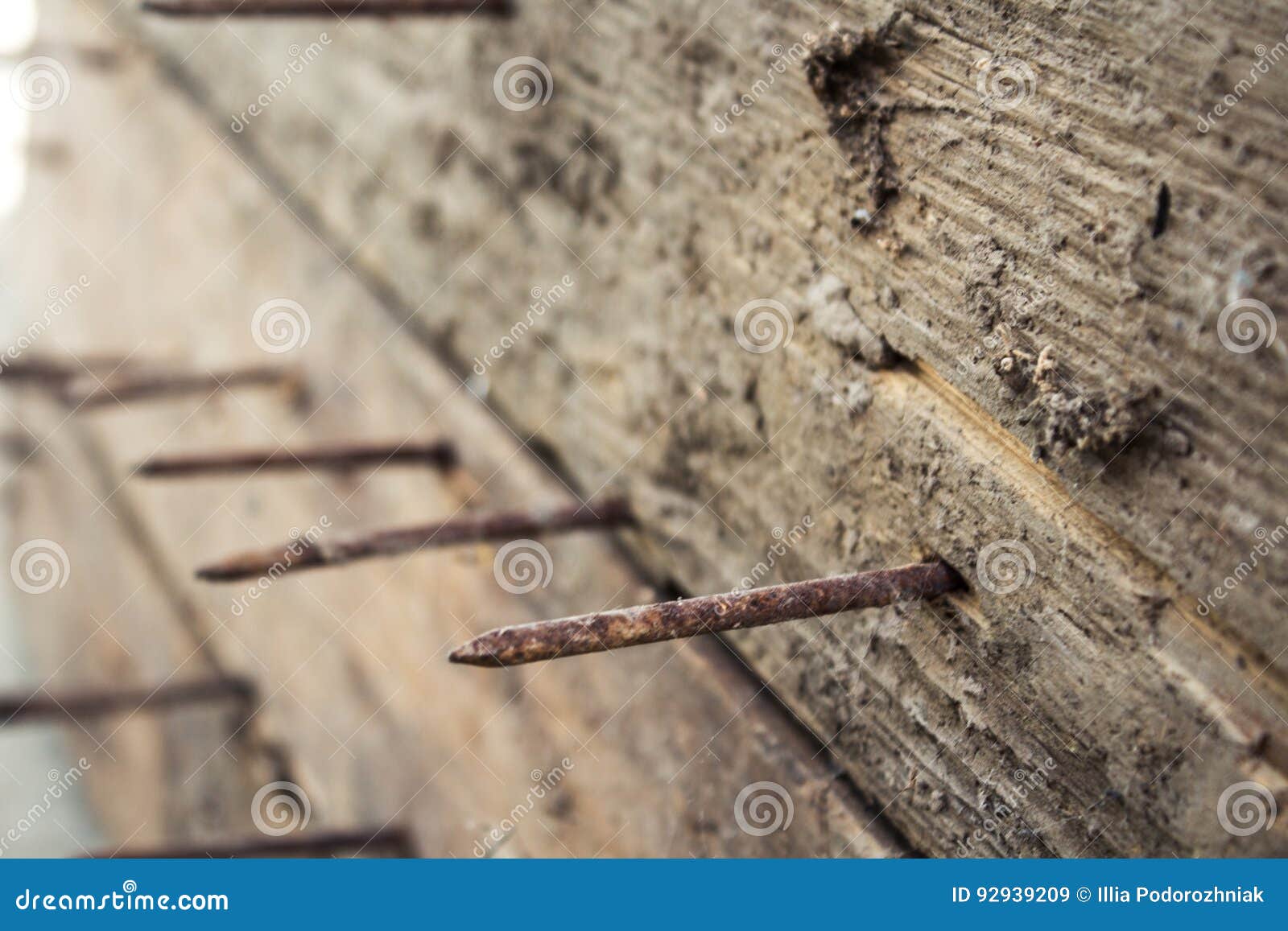 Large Rusty Nails Stick Out of Old Board Stock Image - Image of brown ...