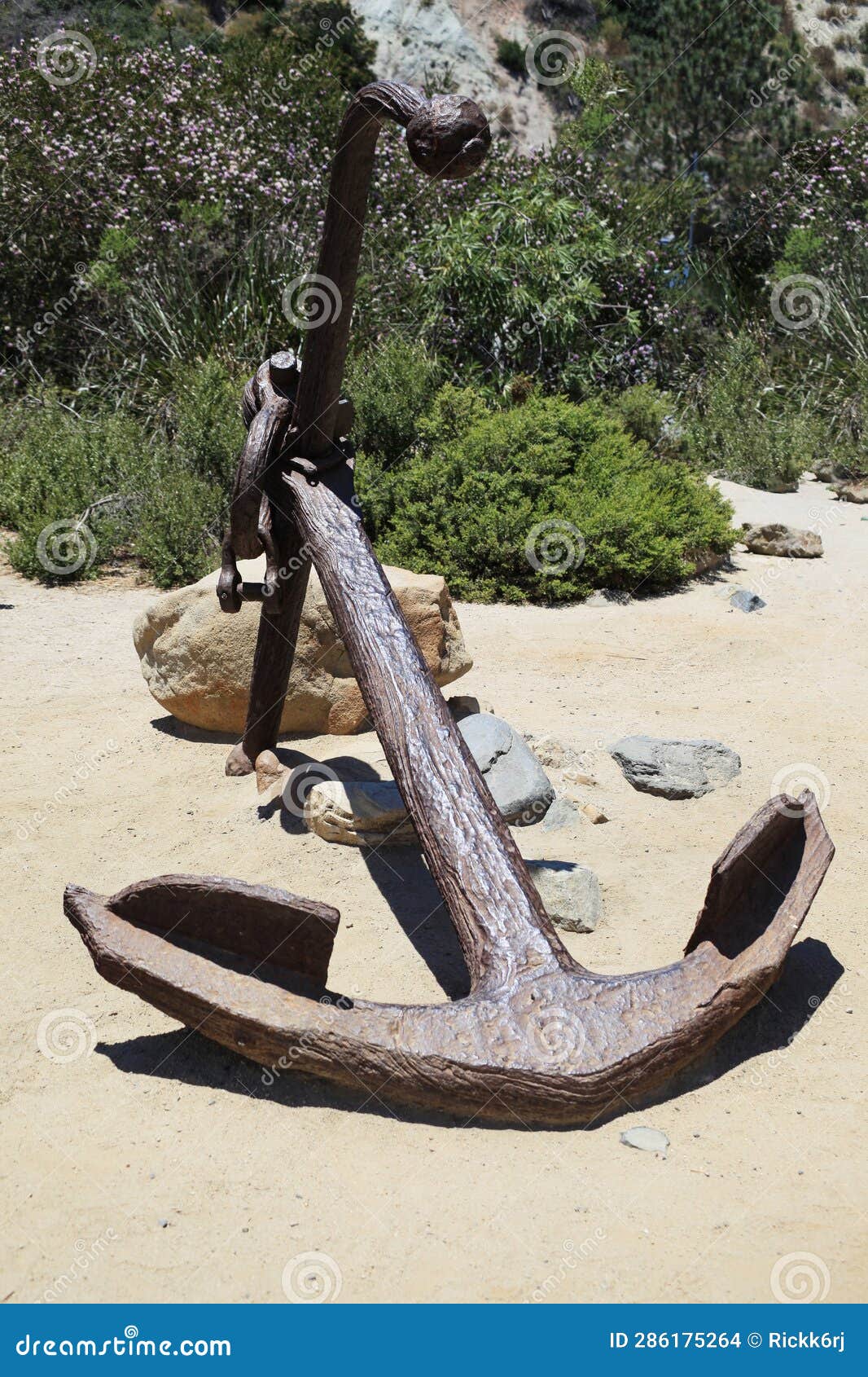 Large, Rusty Old Boat Anchor on the Beach Stock Photo - Image of pebble ...