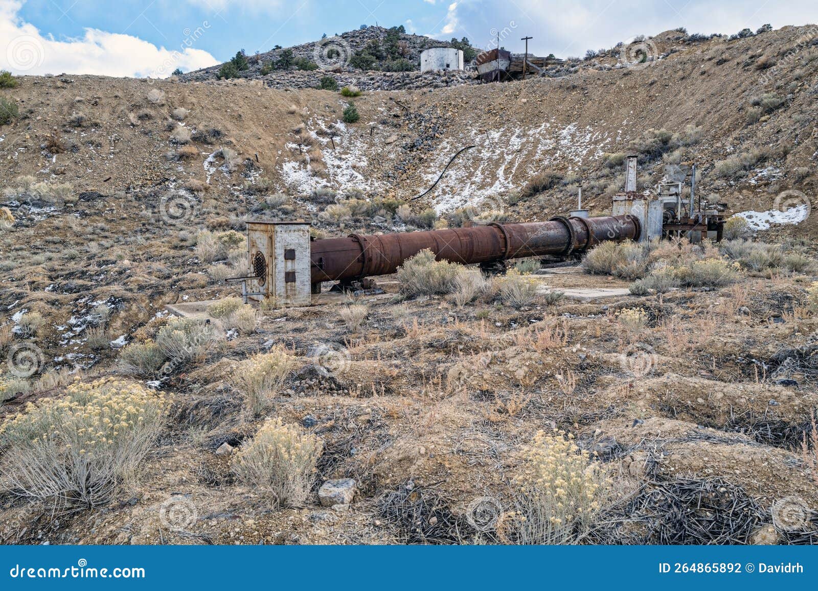 A Large Rusty Pipe at the Base of a Hill on an Abandoned Mercury Mine ...