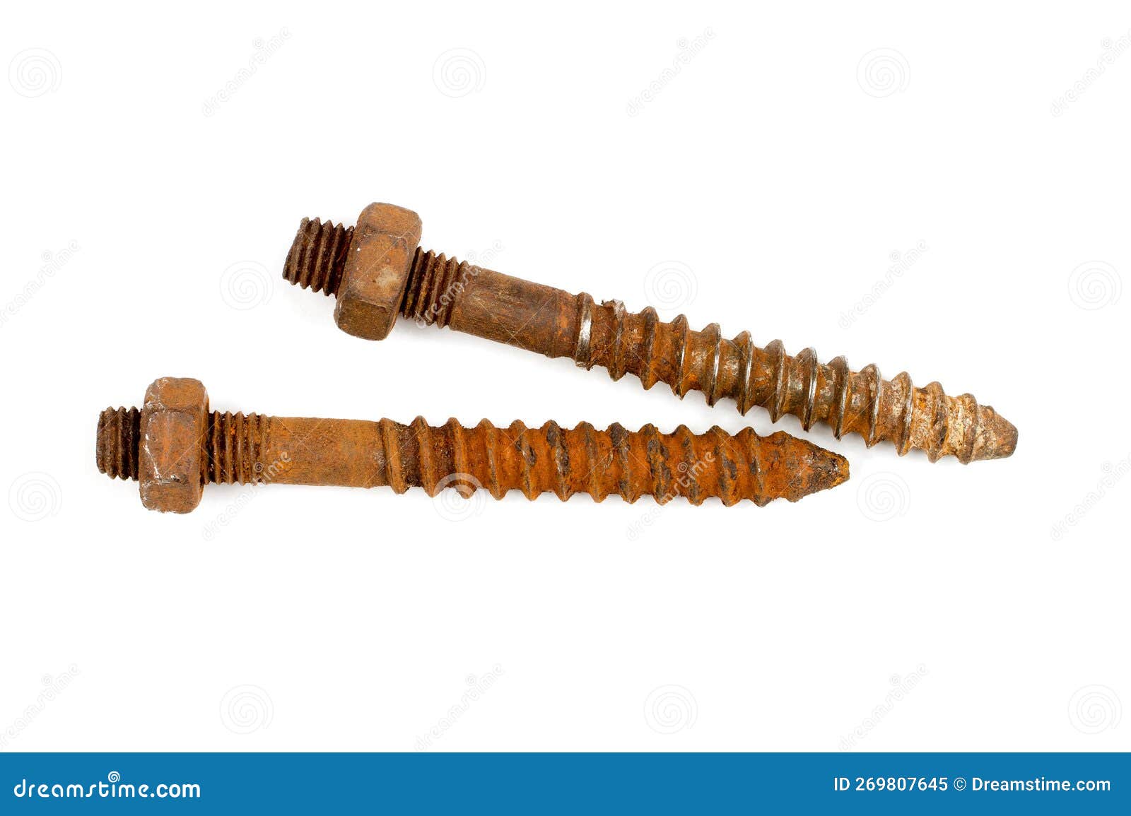 Large Rusty Screws on a White Background. Stock Image - Image of detail ...